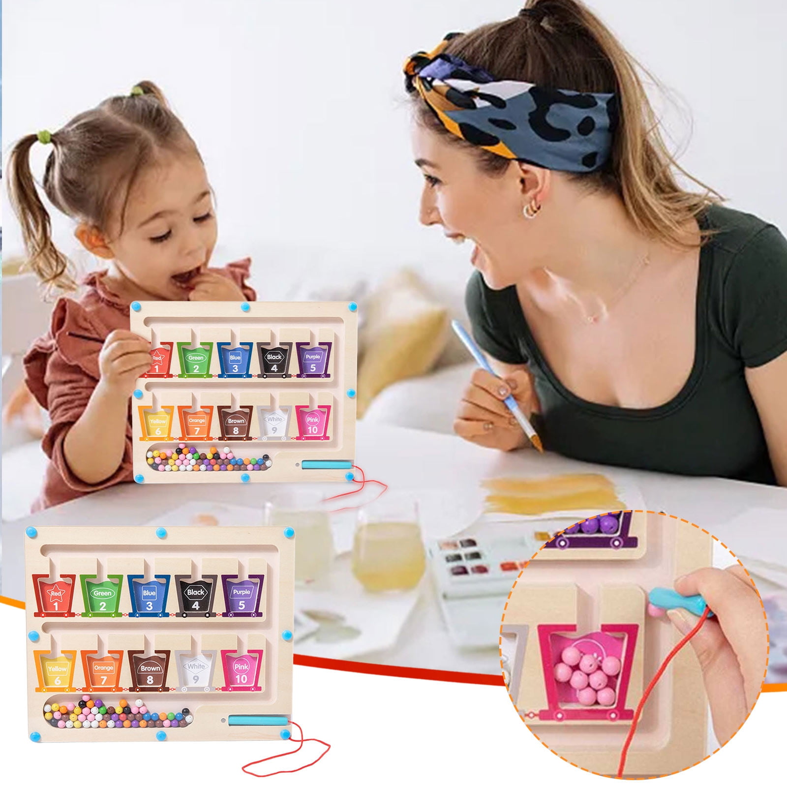 New Year Toys Magnetic Color And Number Maze, Wooden Magnet Puzzle ...