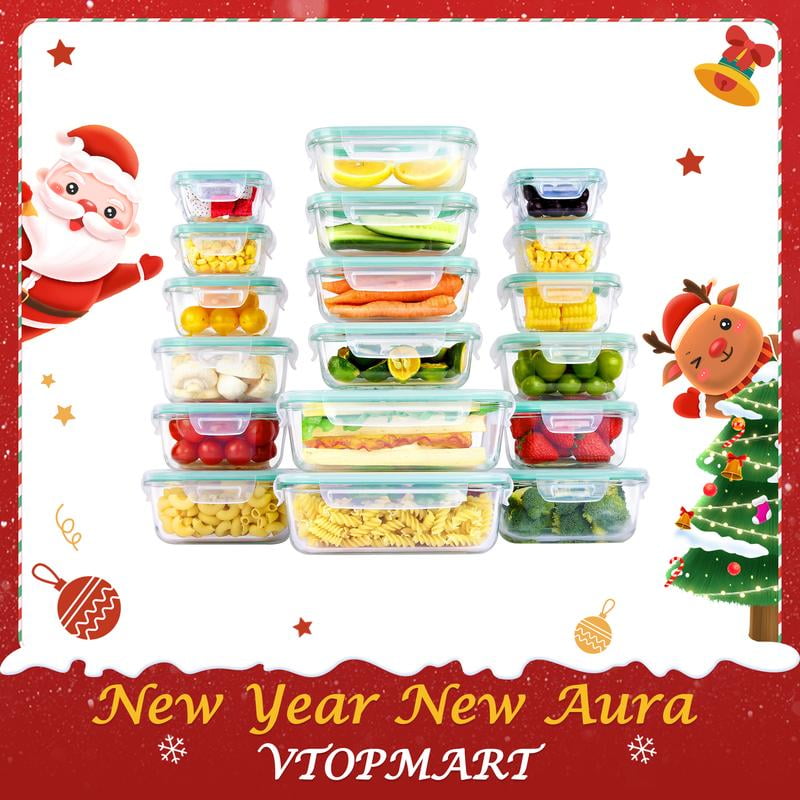 [New Year] Vtopmart 18/15/8 Pack Glass Food Storage Containers with ...