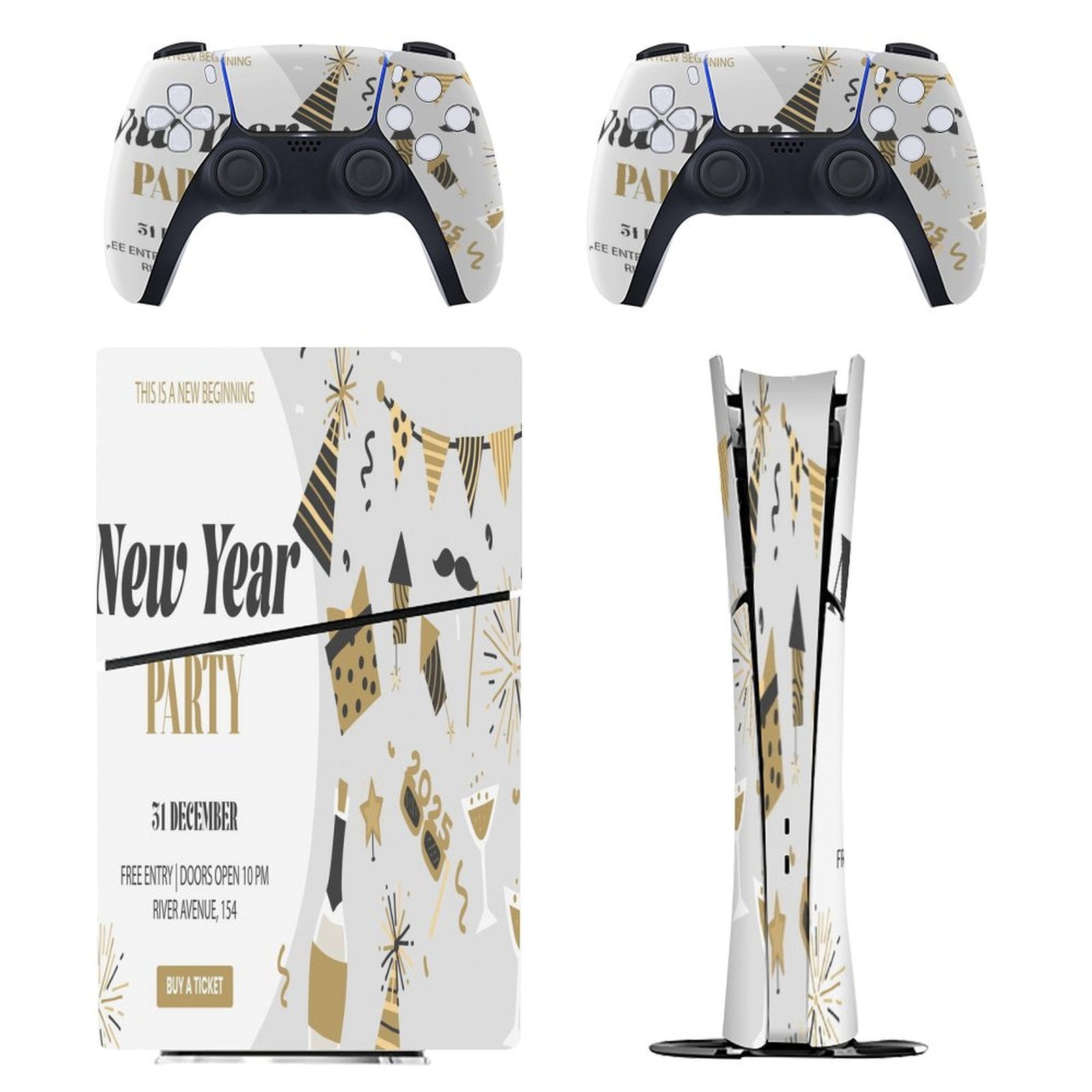 New Year's, Admission Tickets PS5/PS5 Slim Digital Disc Skin Sticker For Console And Controller ...
