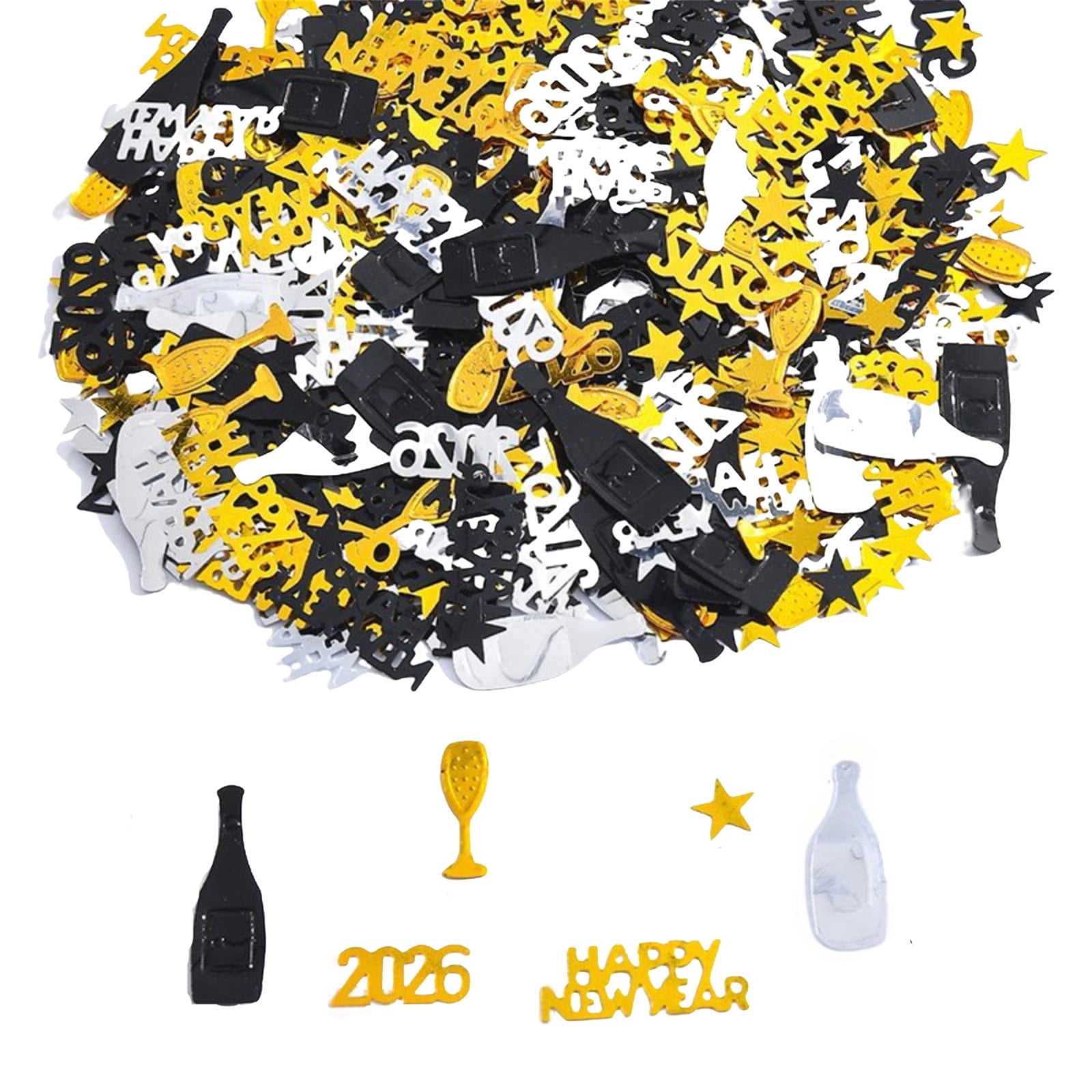 New Year's Confetti Scatter 2026 Star Shaped Alphabet Mix And Glasses ...