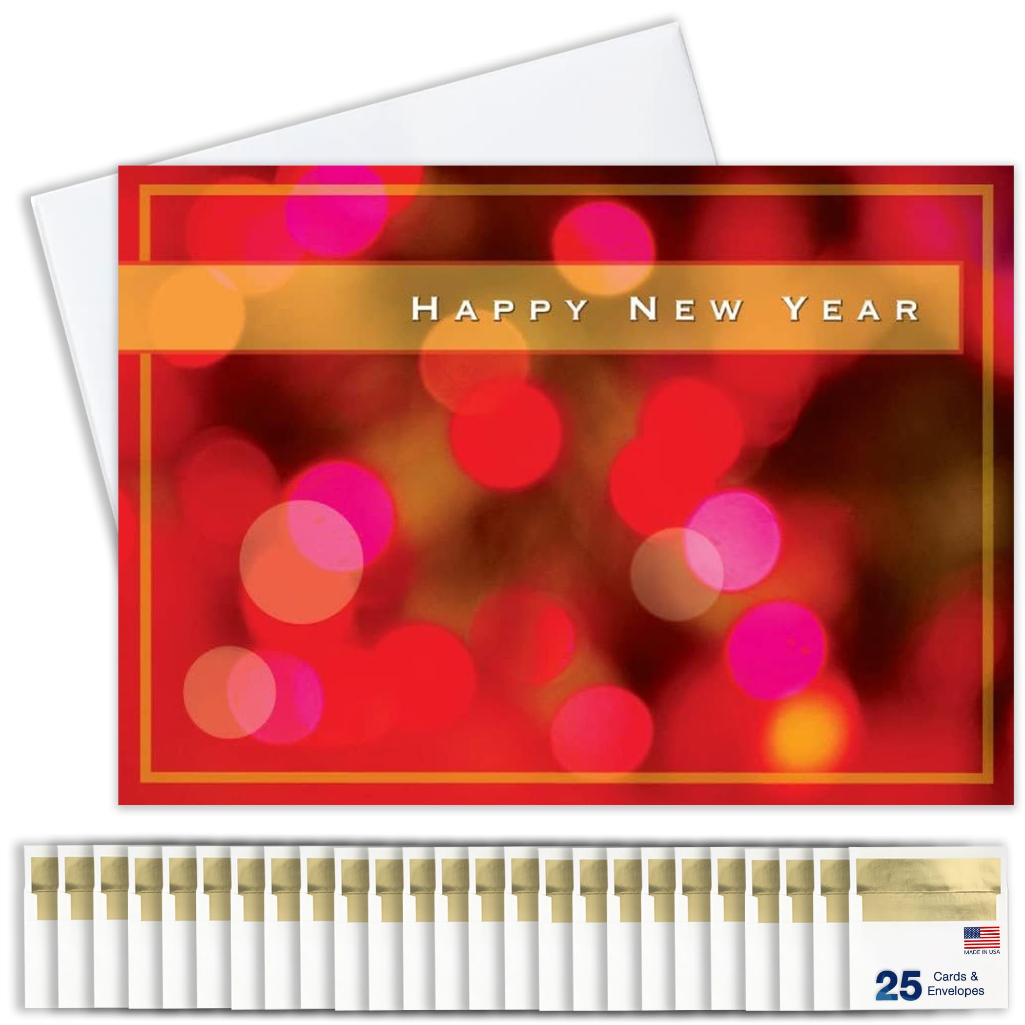 New Years Cards for Business & Family (Bright Pink Greeting Card Set ...