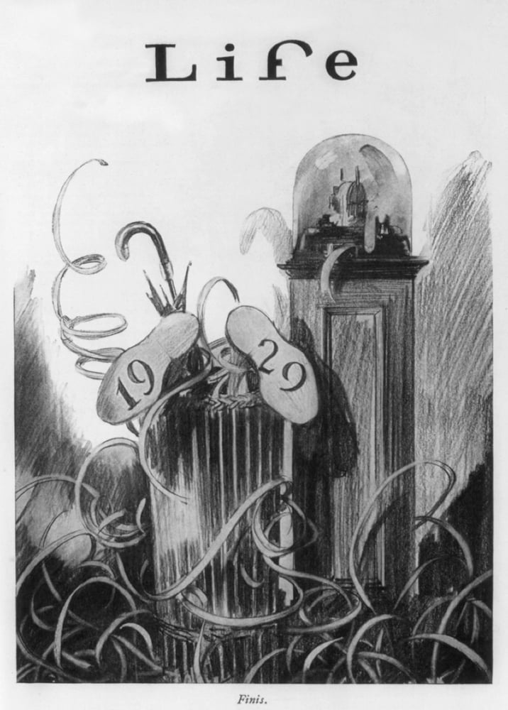 New Years Cartoon Related To The 1929 Stock Market Crash Showing Shoes ...