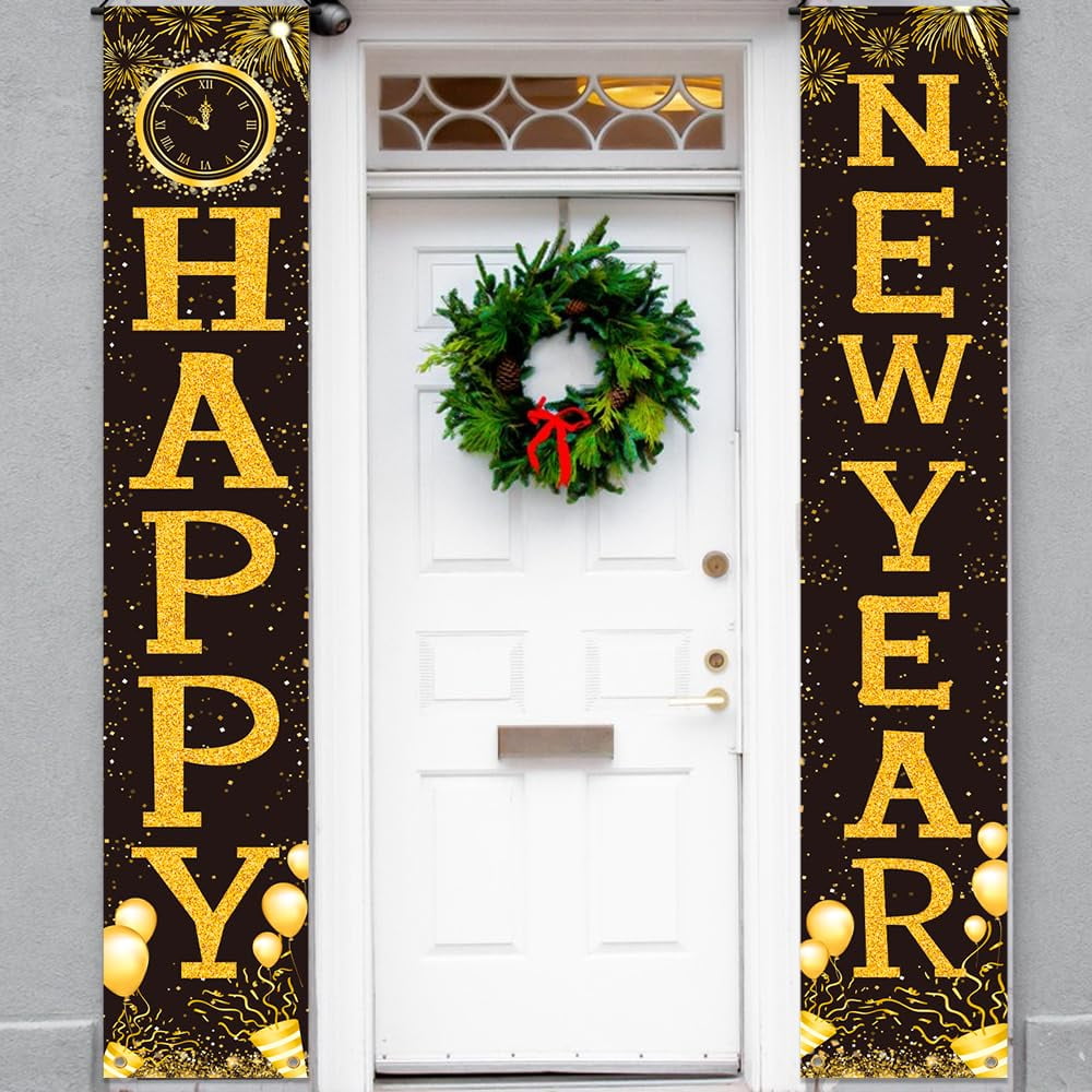 New Years Decorations 2025, Happy New Year Banner, New Years Eve Party ...