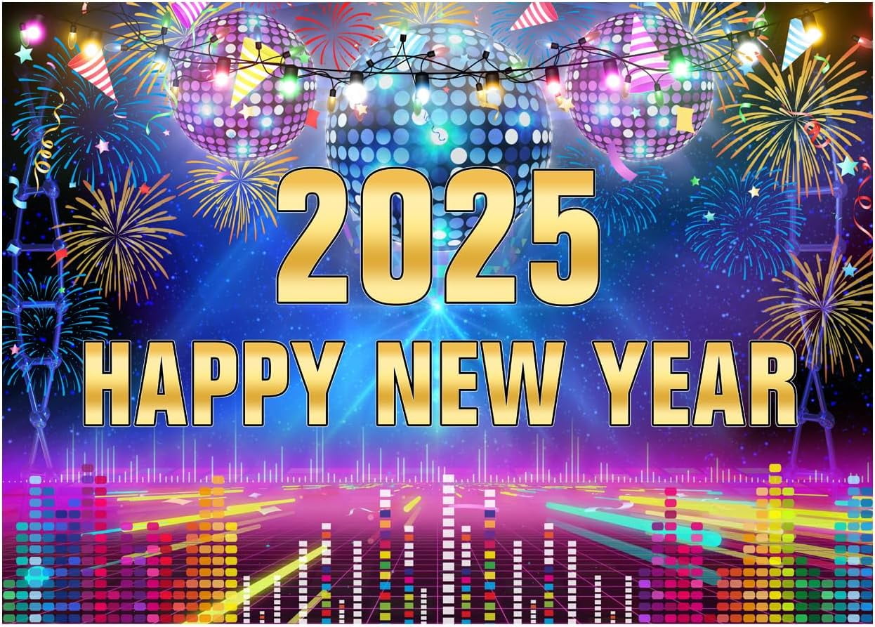 New Years Disco Ball Backdrop 2025 Backdrop New Year Backdrop Happy New ...