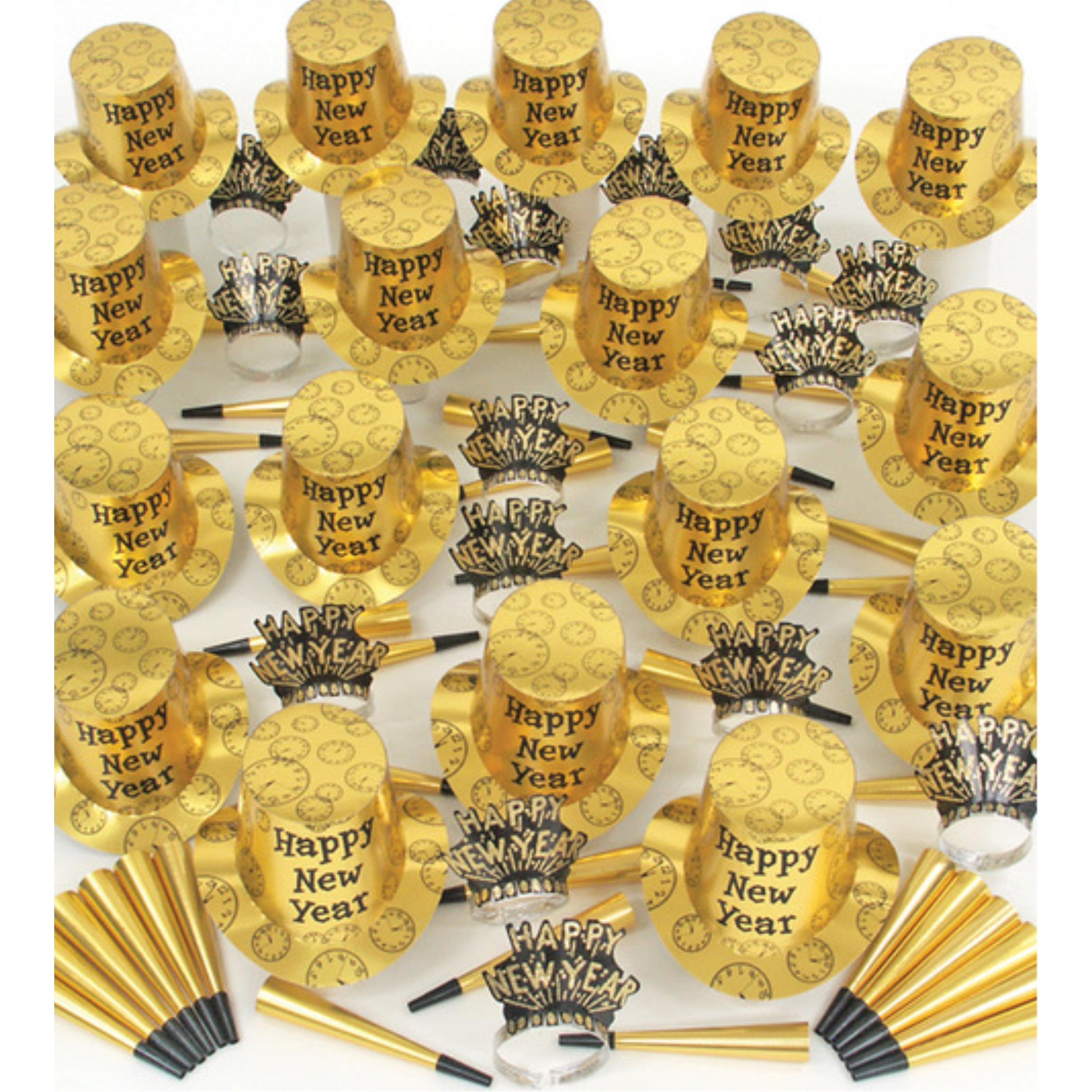 Gold and Silver New Years Eve Party Accessories Kit for 8 Guests, 24pcs ...