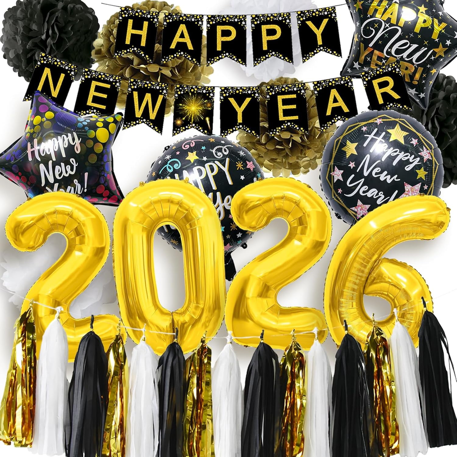 New Years Eve Party Supplies 2026 - Happy New Year Decorations Kit 2026 ...