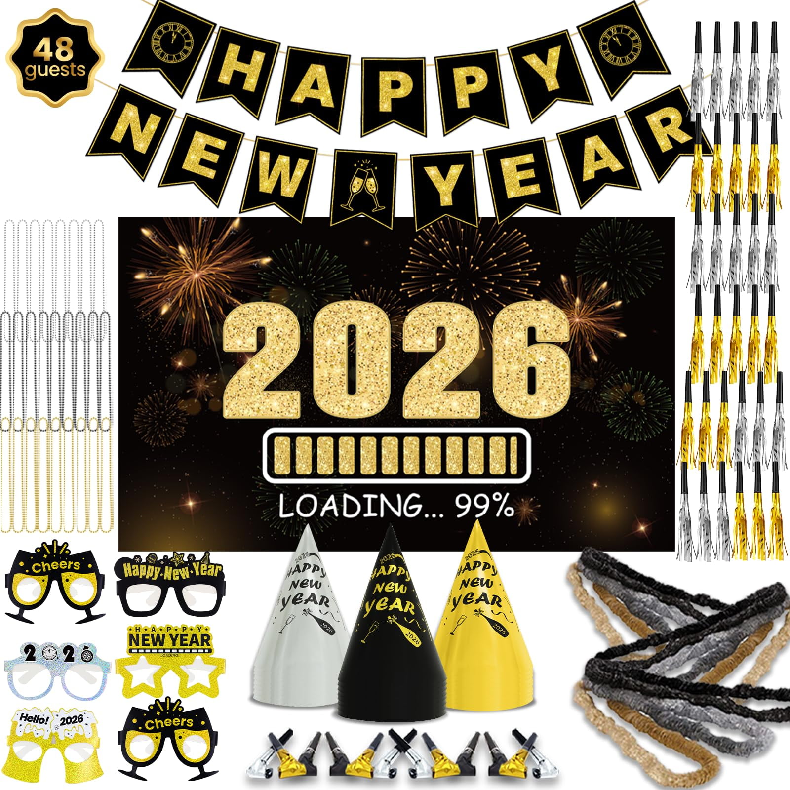 New Years Eve Party Supplies 2026 - Happy New Year Party Supplies Kit ...