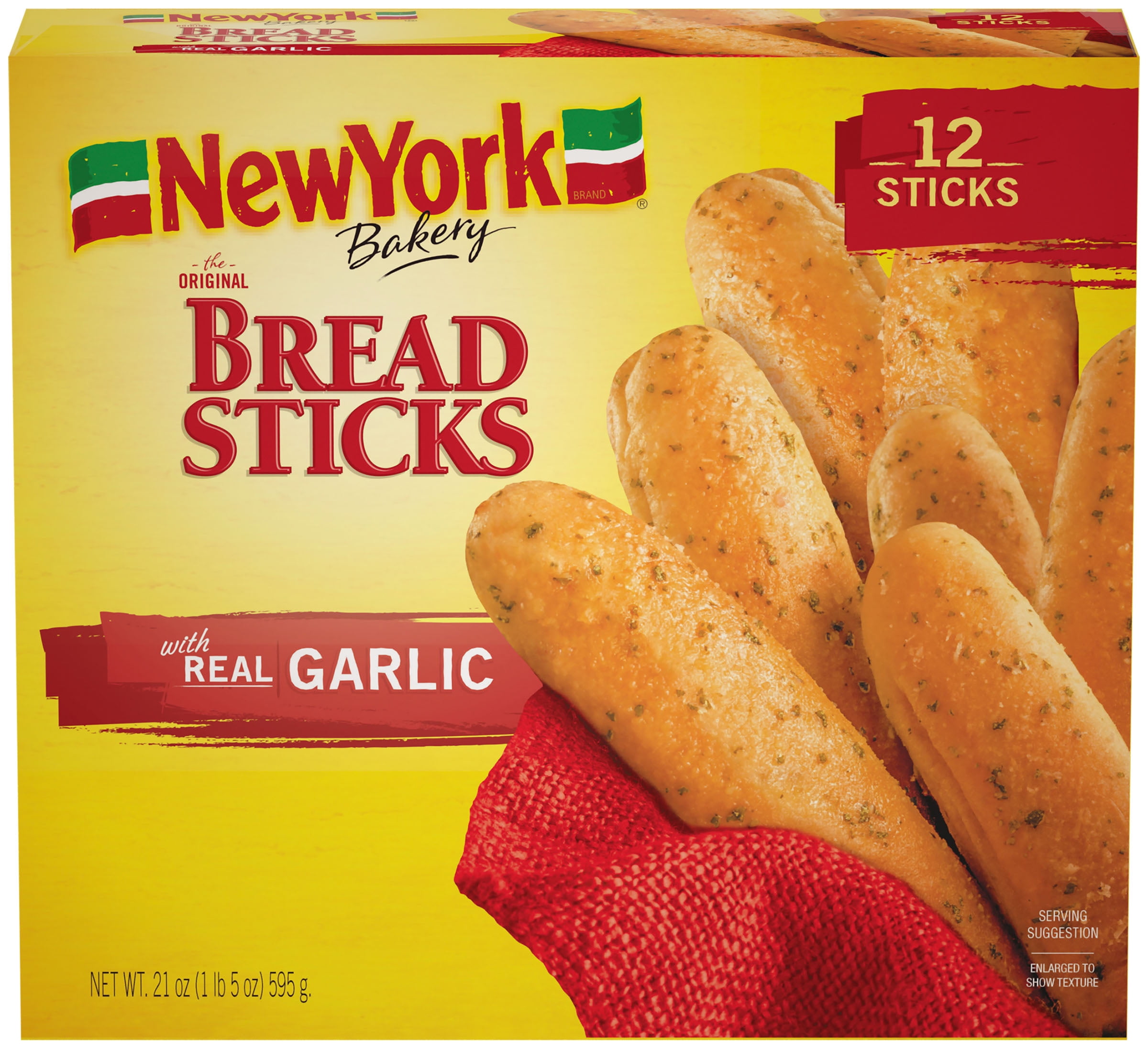 New York Bakery Real Garlic Breadsticks, 21 oz (12 Count), Frozen ...