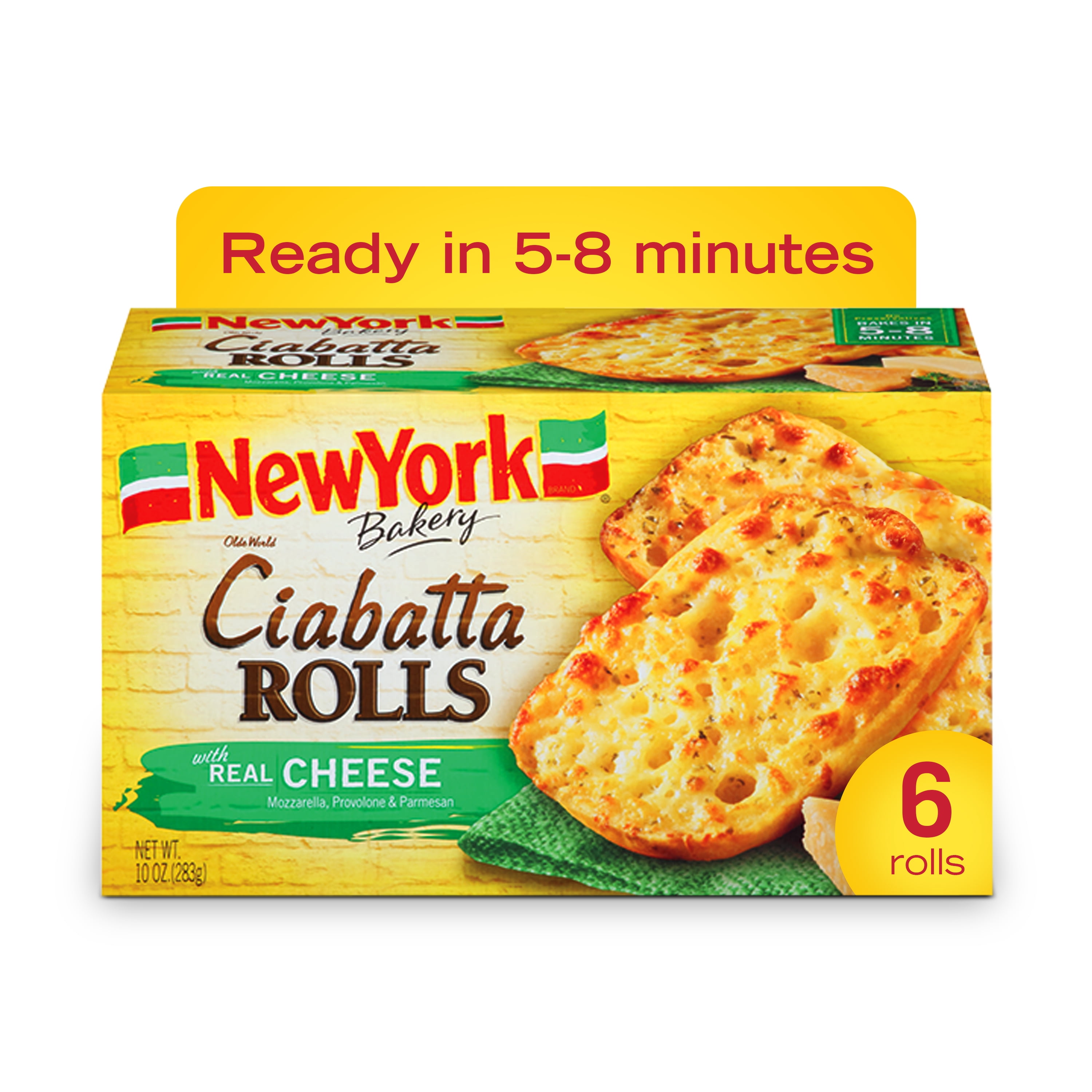 New York Bakery Olde World Ciabatta Rolls with Real Cheese, 10 oz, 6 ...