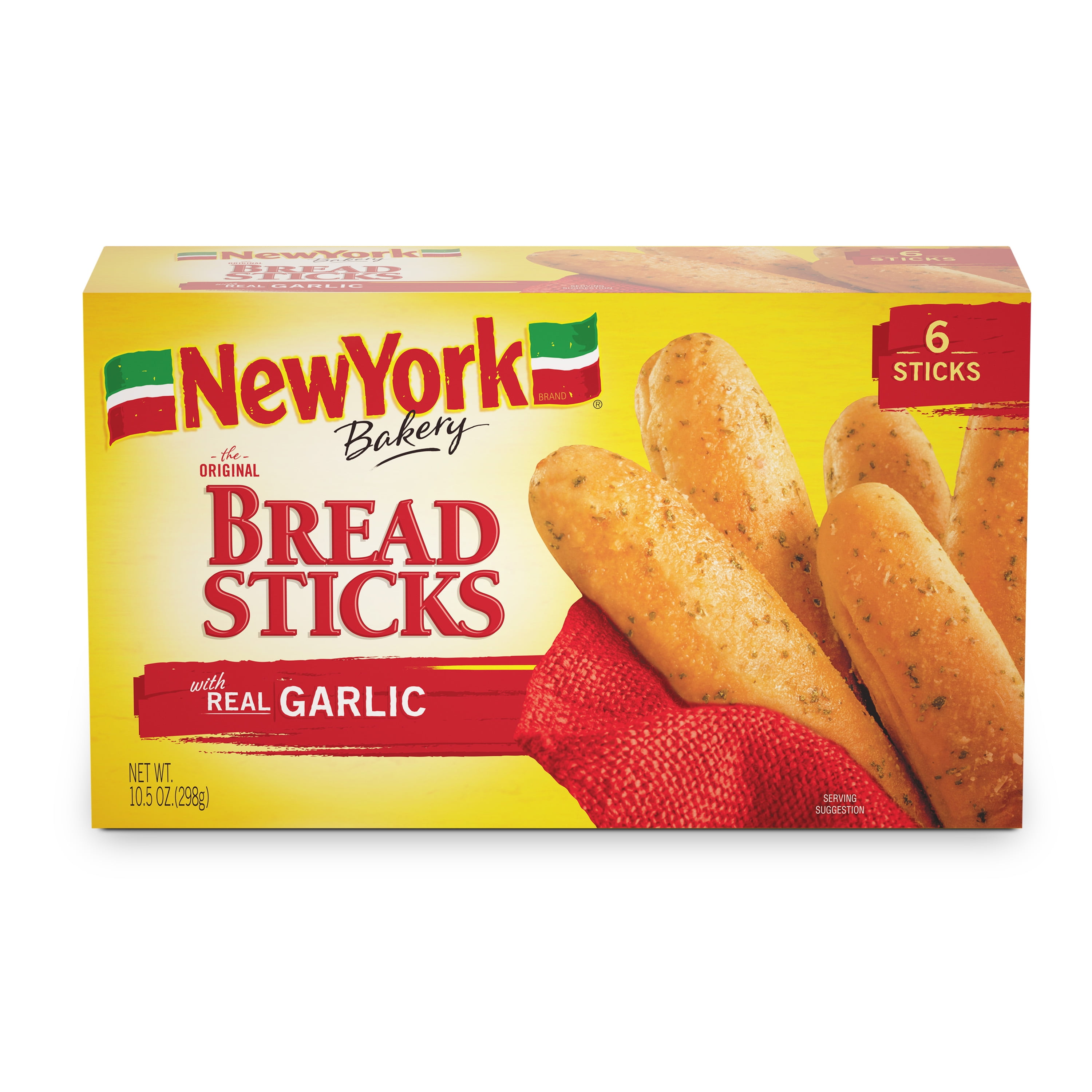 New York Bakery Real Garlic Breadsticks, 10.5 oz (6 Count), Frozen ...