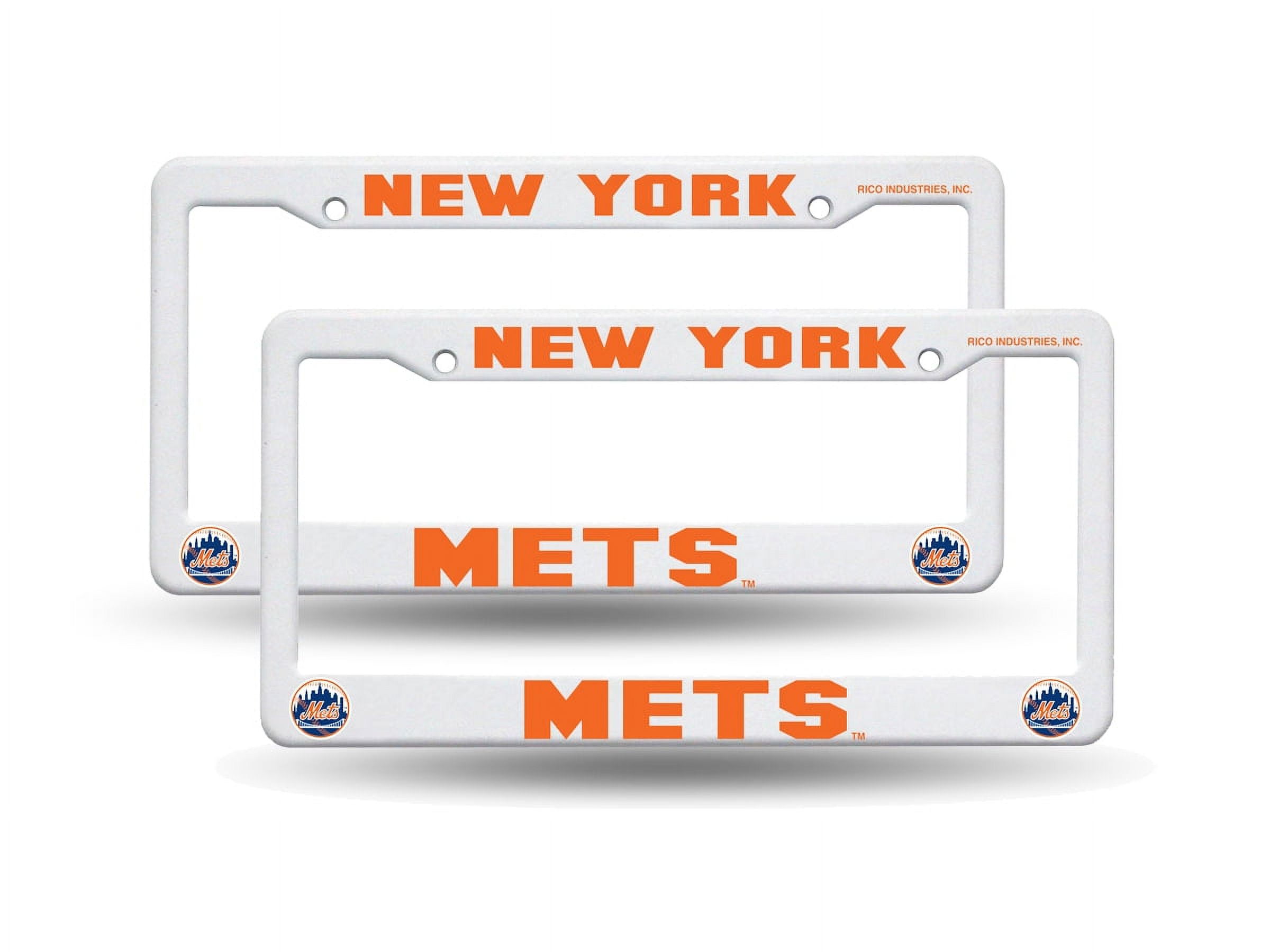 New York Baseball Mets Raised Letter White Plastic License Plate Frame ...