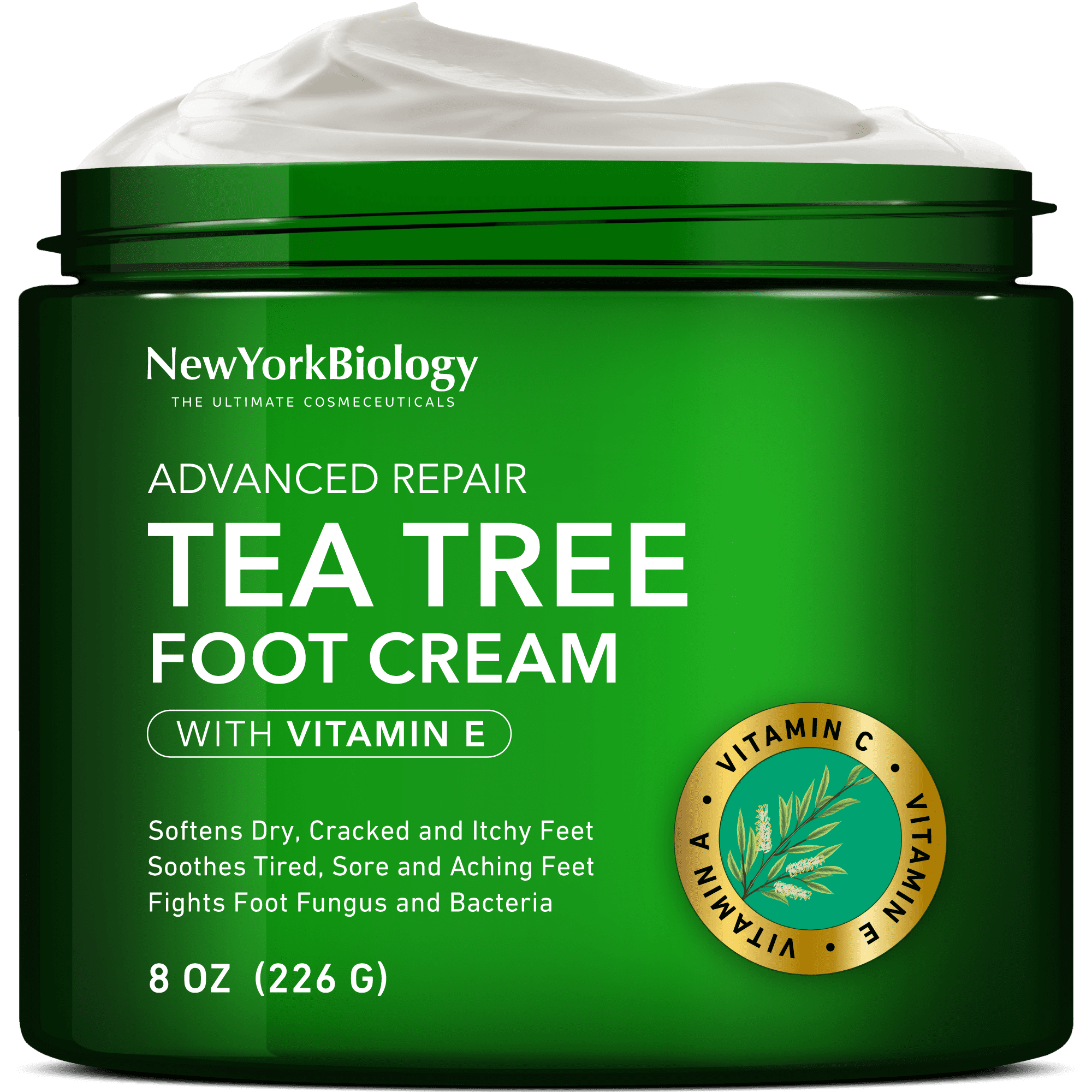 New York Biology Tea Tree Foot Cream with Vitamin E for Dry Cracked ...