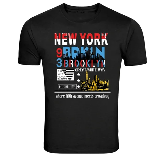 New York Brooklyn Great White Way Graphic Design T-Shirt - Walmart.com