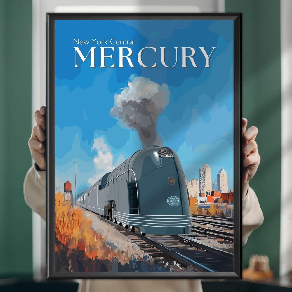 New York Central Mercury Streamlined Train Vintage Railway Poster, Art ...