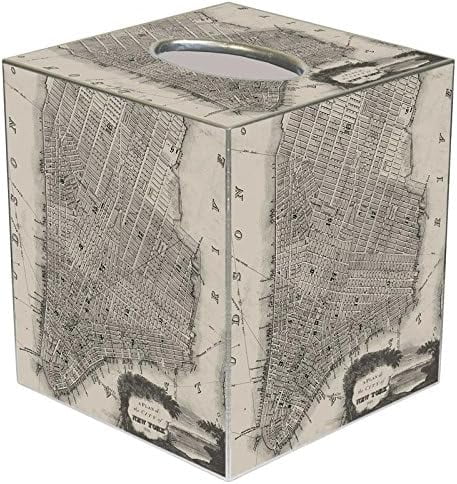 New York City Antique Map Paper Mache Tissue Box Cover$$Art & Craft ...