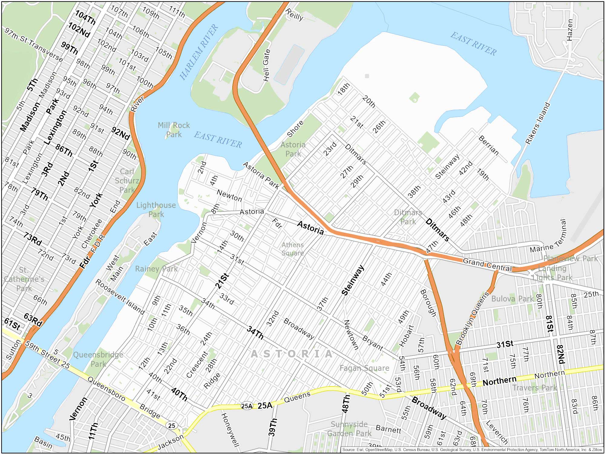 New York City Astoria Map GLOSSY POSTER PICTURE PHOTO PRINT BANNER ...