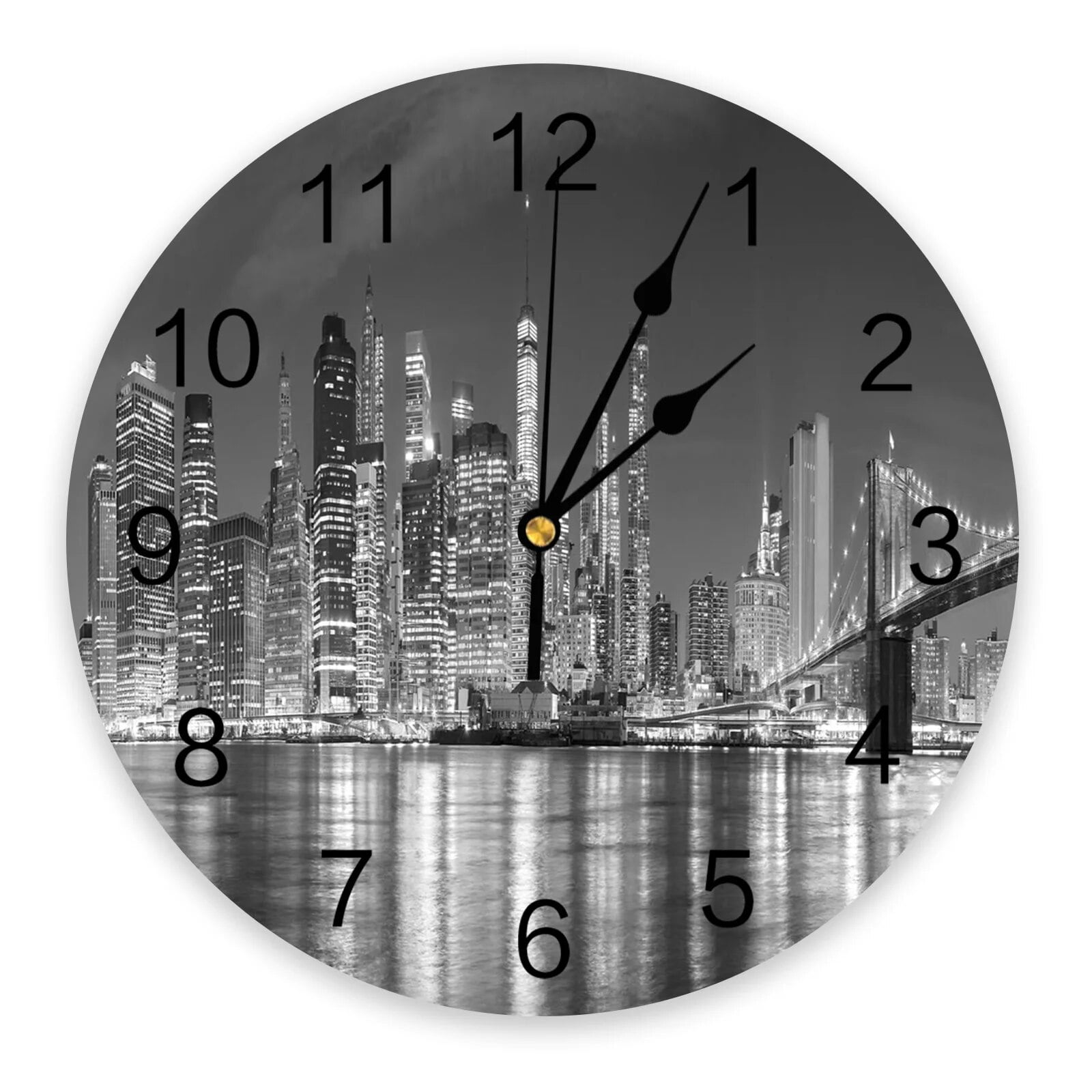 New York City Buildings Clocks Wall Home Decor Modern Kitchen Room ...