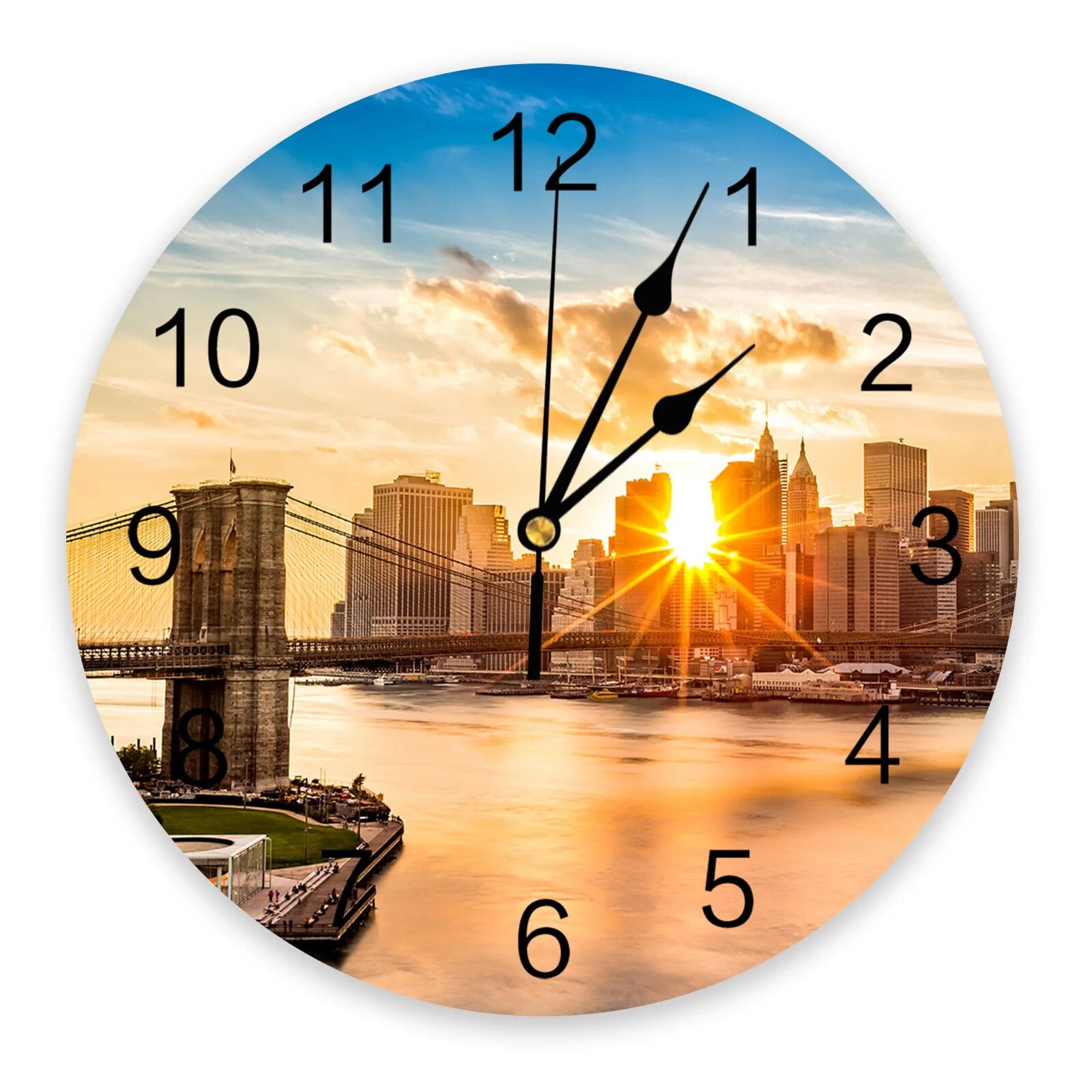 New York City Buildings Clocks Wall Home Decor Modern Kitchen Room ...