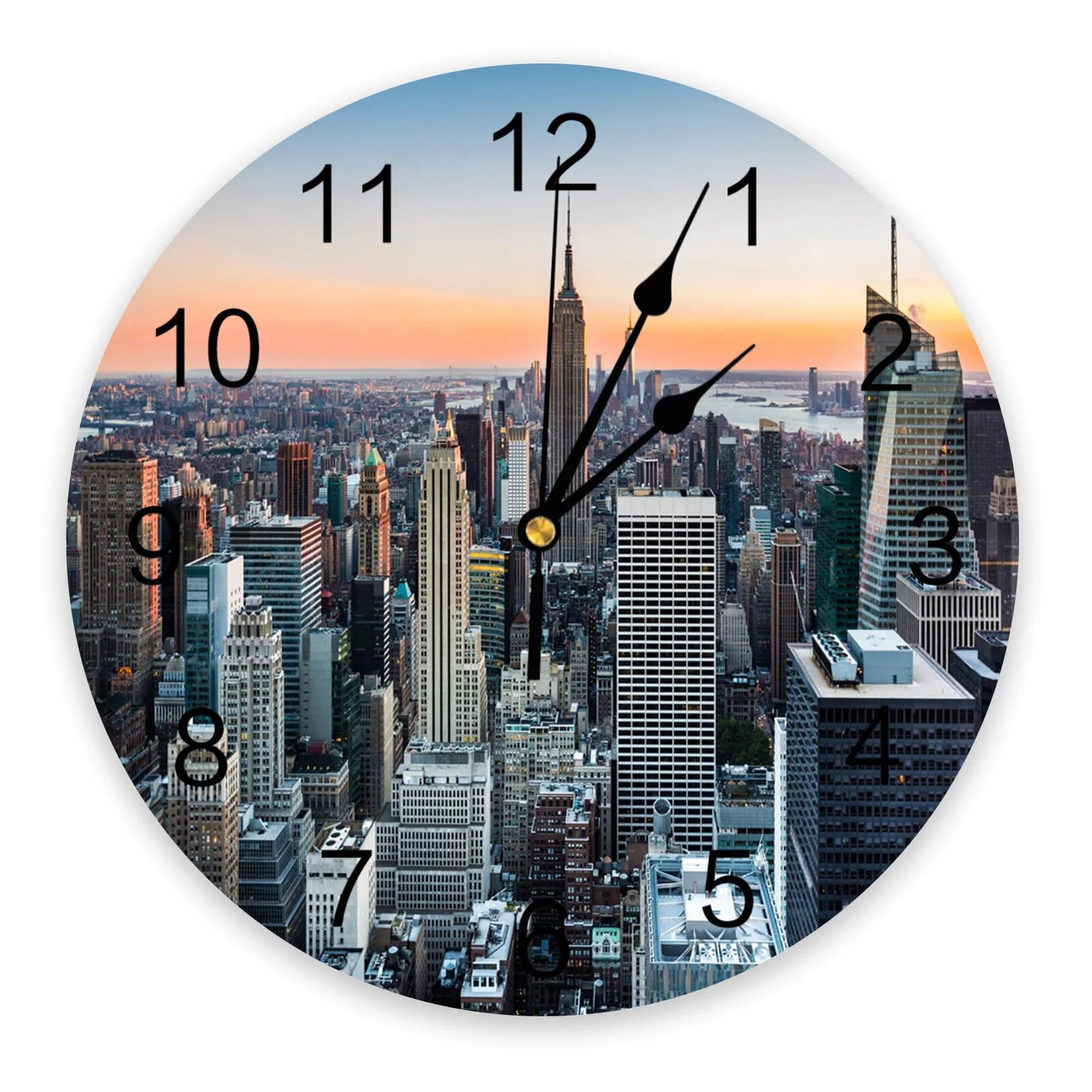 New York City Buildings Clocks Wall Home Decor Modern Kitchen Room ...