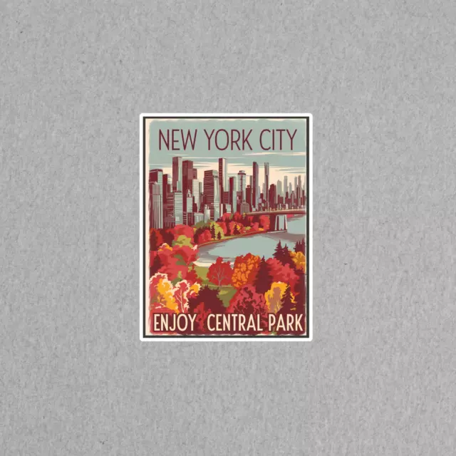 New York City Central Park Retro Travel Sticker - Fall Colors ...