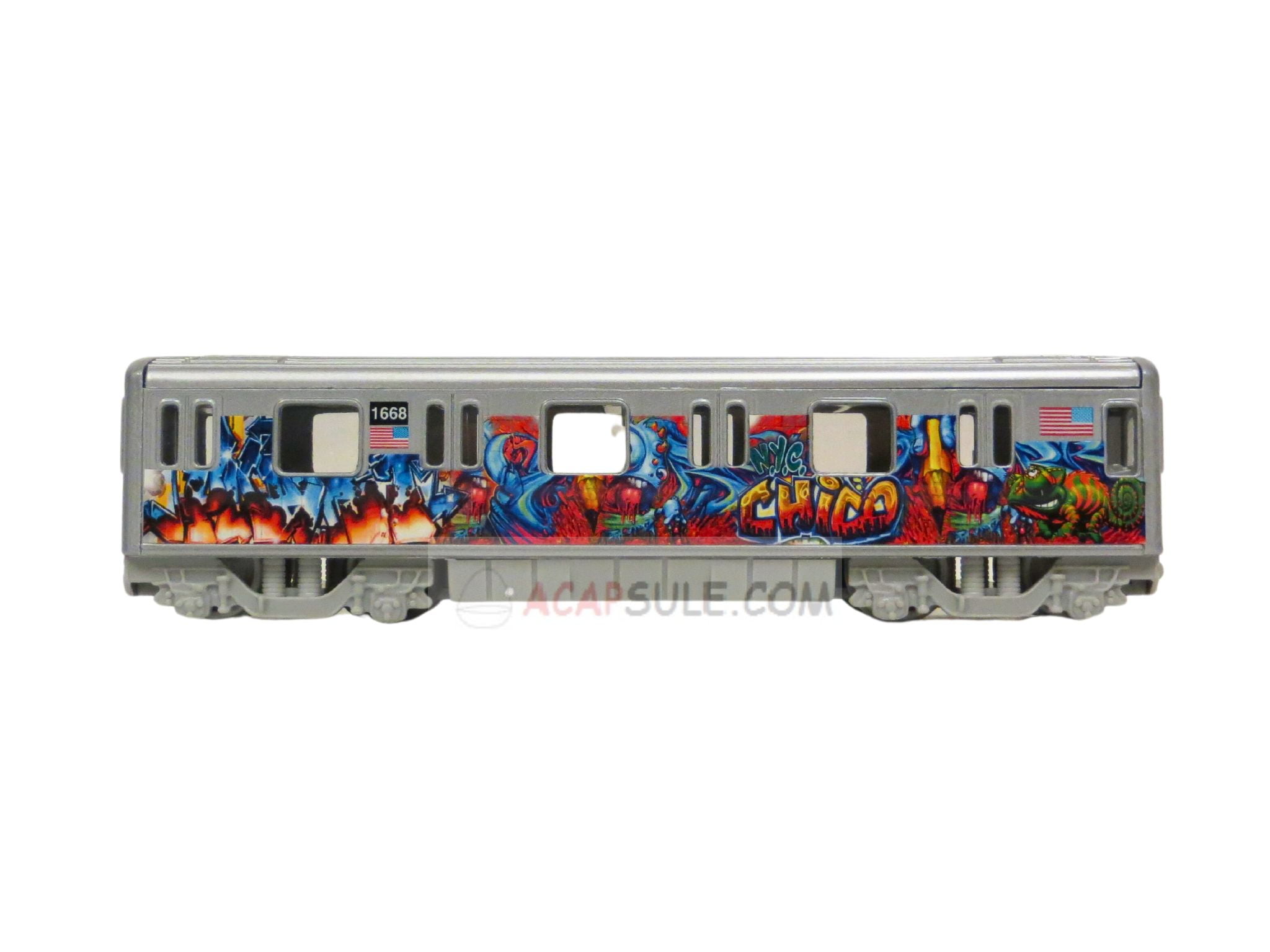 New York City Diecast Subway Train Pullback Toy with Graffiti Art, 7 ...