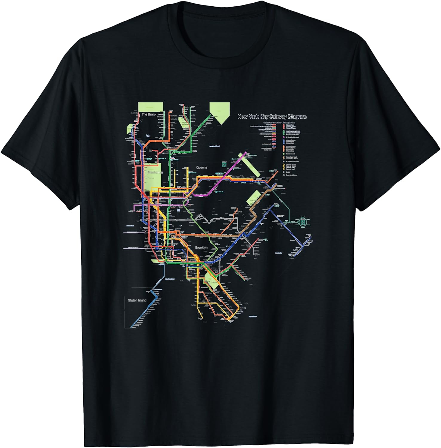 New York City Metro Subway Map Art I Heart NY Souvenir Gifts T-Shirt ...