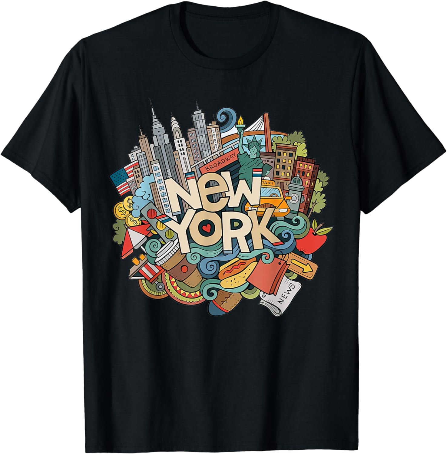 New York City NYC Iconic Skyline Big Apple Gift Souvenir T-Shirt ...