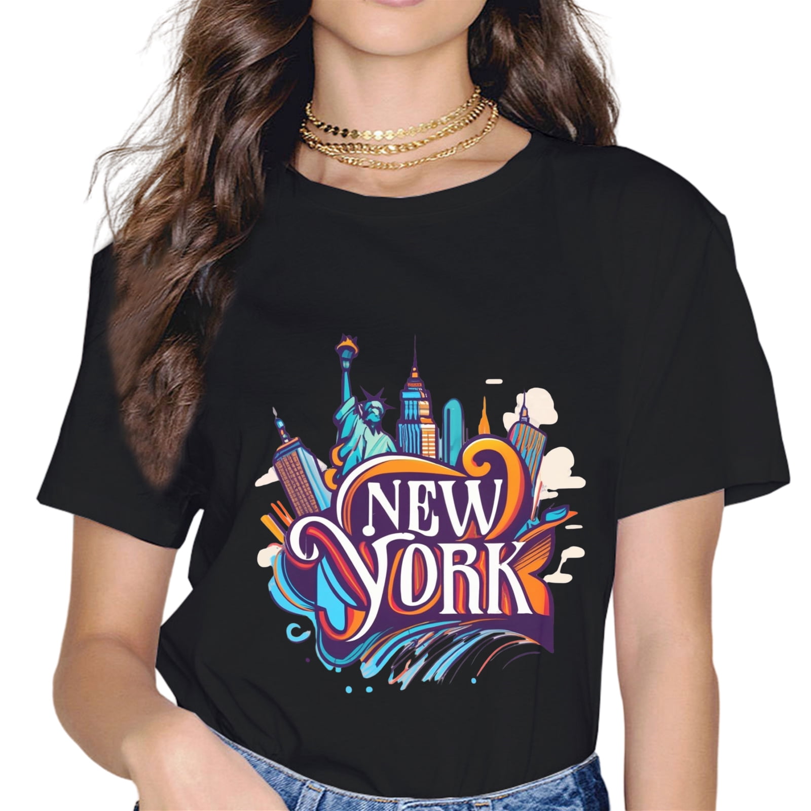 New York City NYC Iconic Skyline Gift Souvenir T-Shirt - Walmart.com