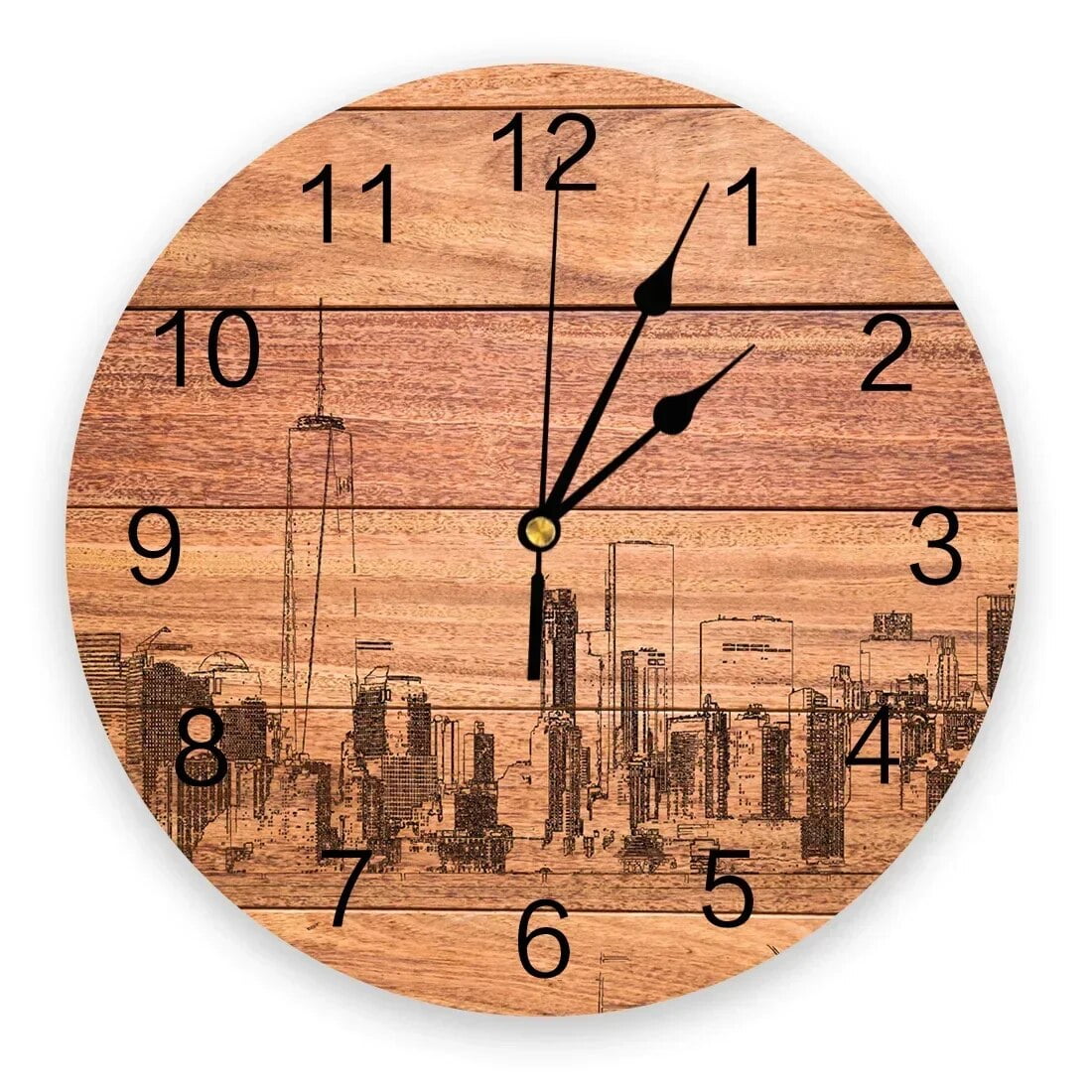 New York City Night Round Wall Clock for Home Decor Living Room No ...