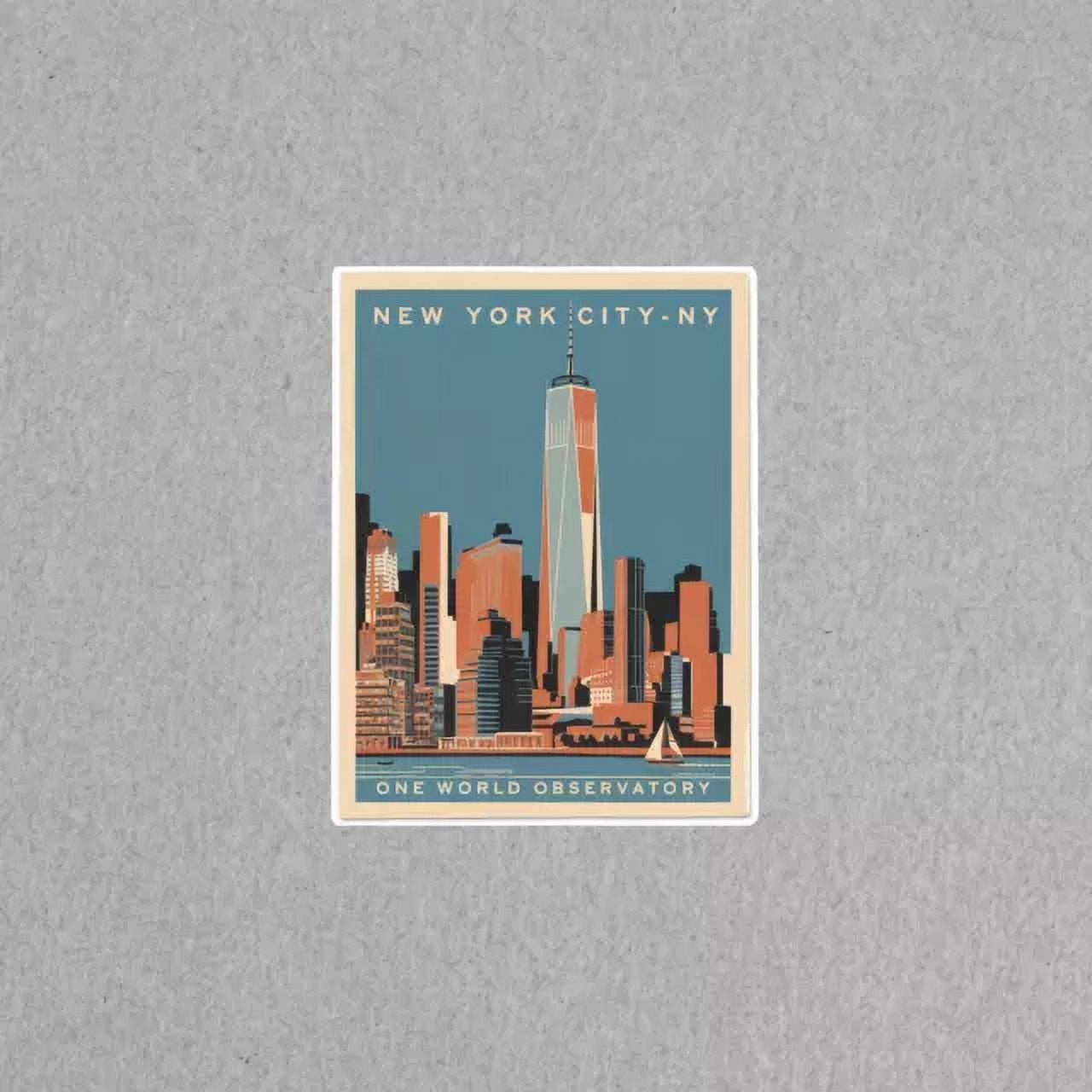 New York City One World Observatory Vintage Style Travel Sticker ...