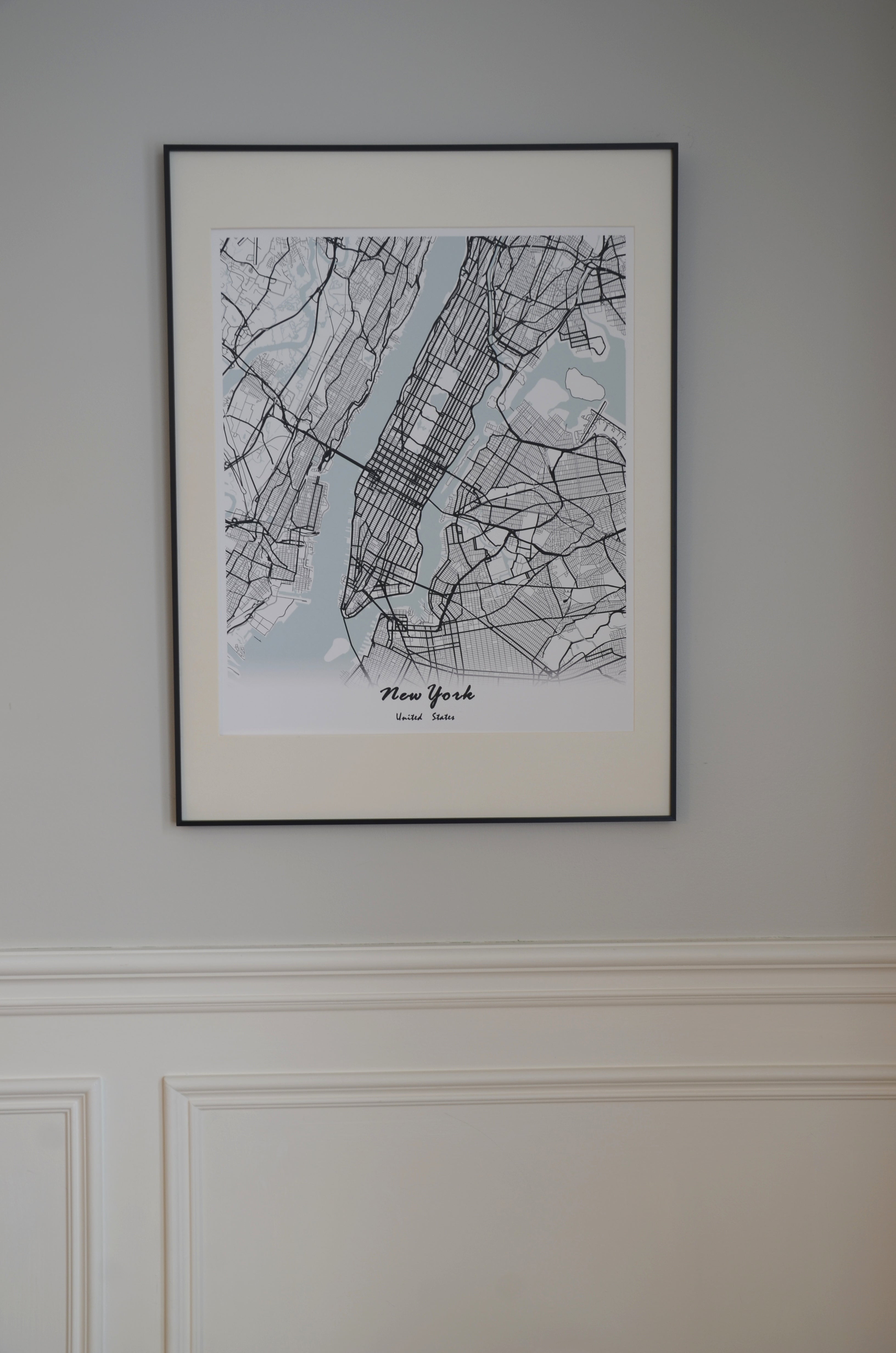 New York City Print Map Wall Art with Frame - Walmart.com