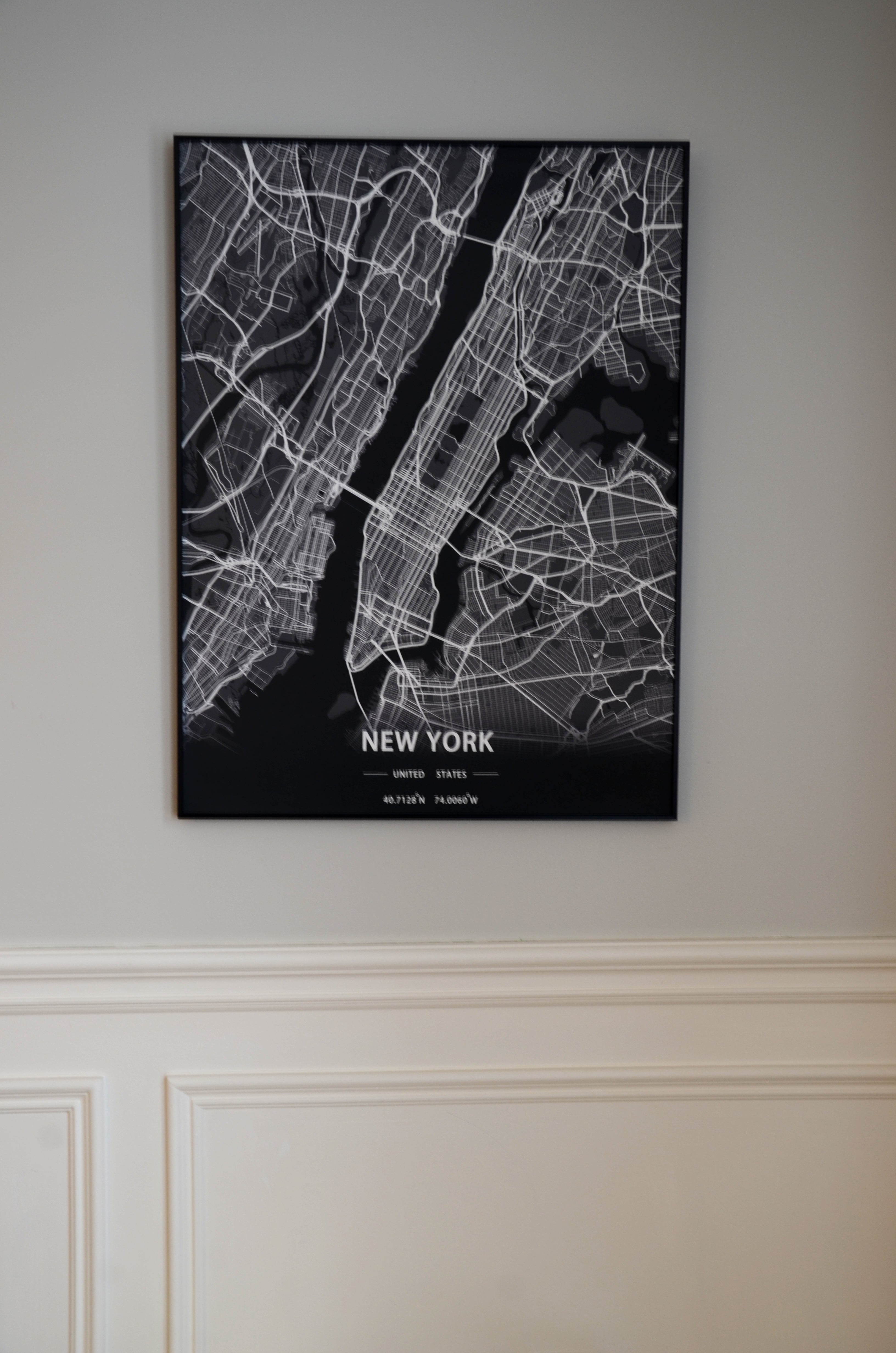 New York City Print Map Wall Art with Frame - Walmart.com