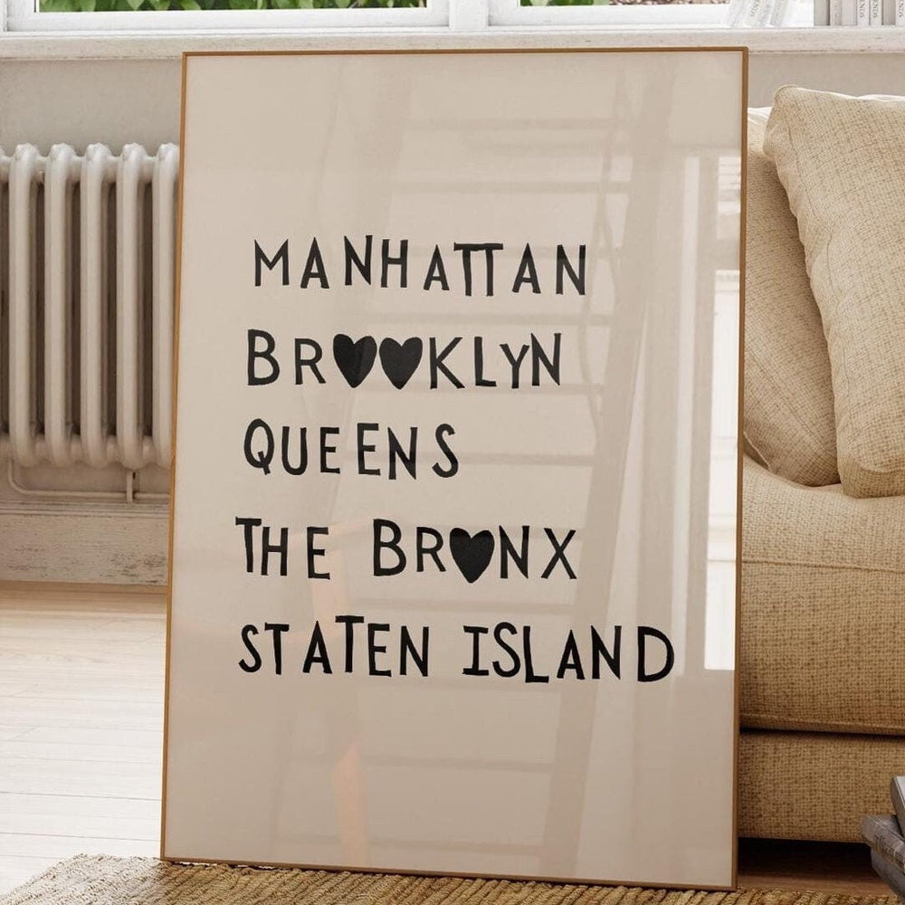 New York City Print Nyc Boroughs Poster Nyc Wall Art Manhattan Poster ...