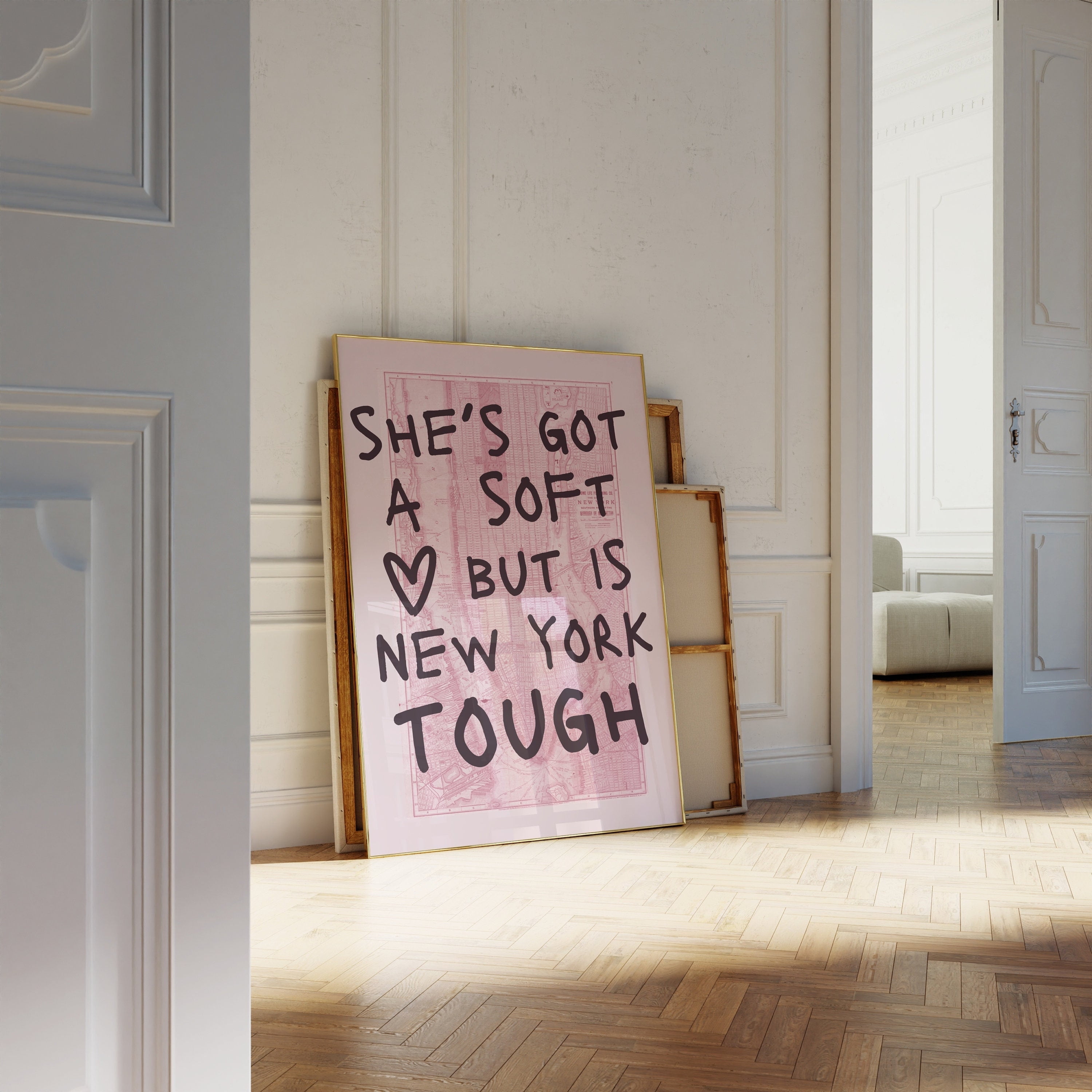 New York City Prints • NYC Map Blush Pink Wall Art • Preppy Dorm Living ...