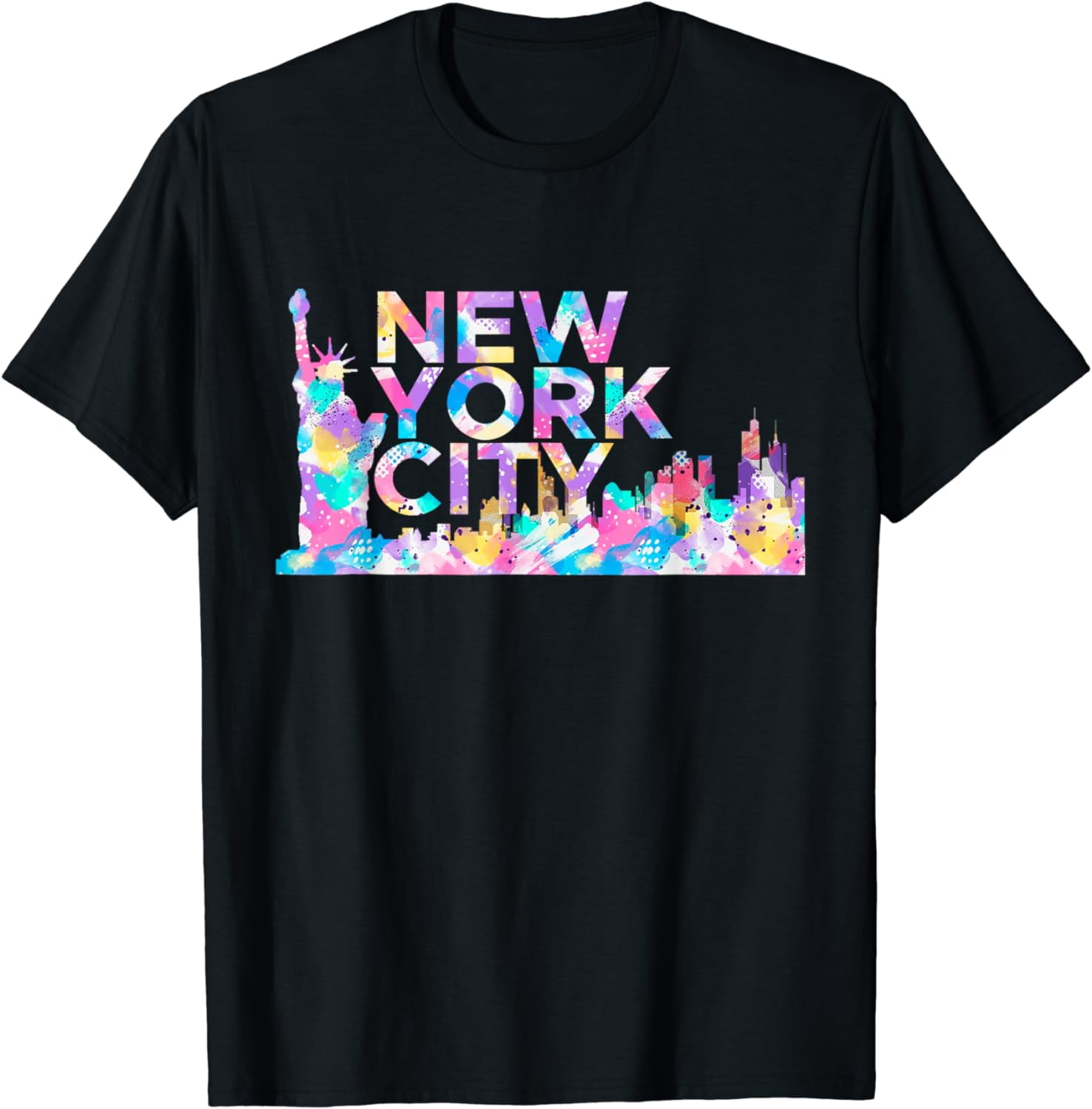New York City Retro Manhattan NYC Watercolor Skyline NY City T-Shirt ...