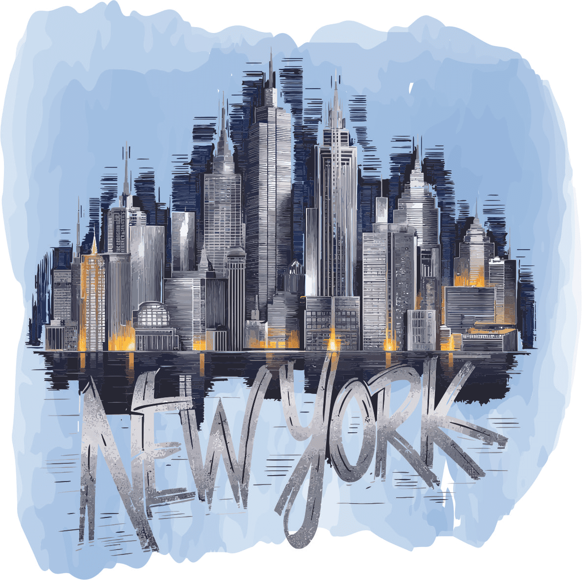 New York City Silhouette Life Scenery Buildings Skyline Times Square ...