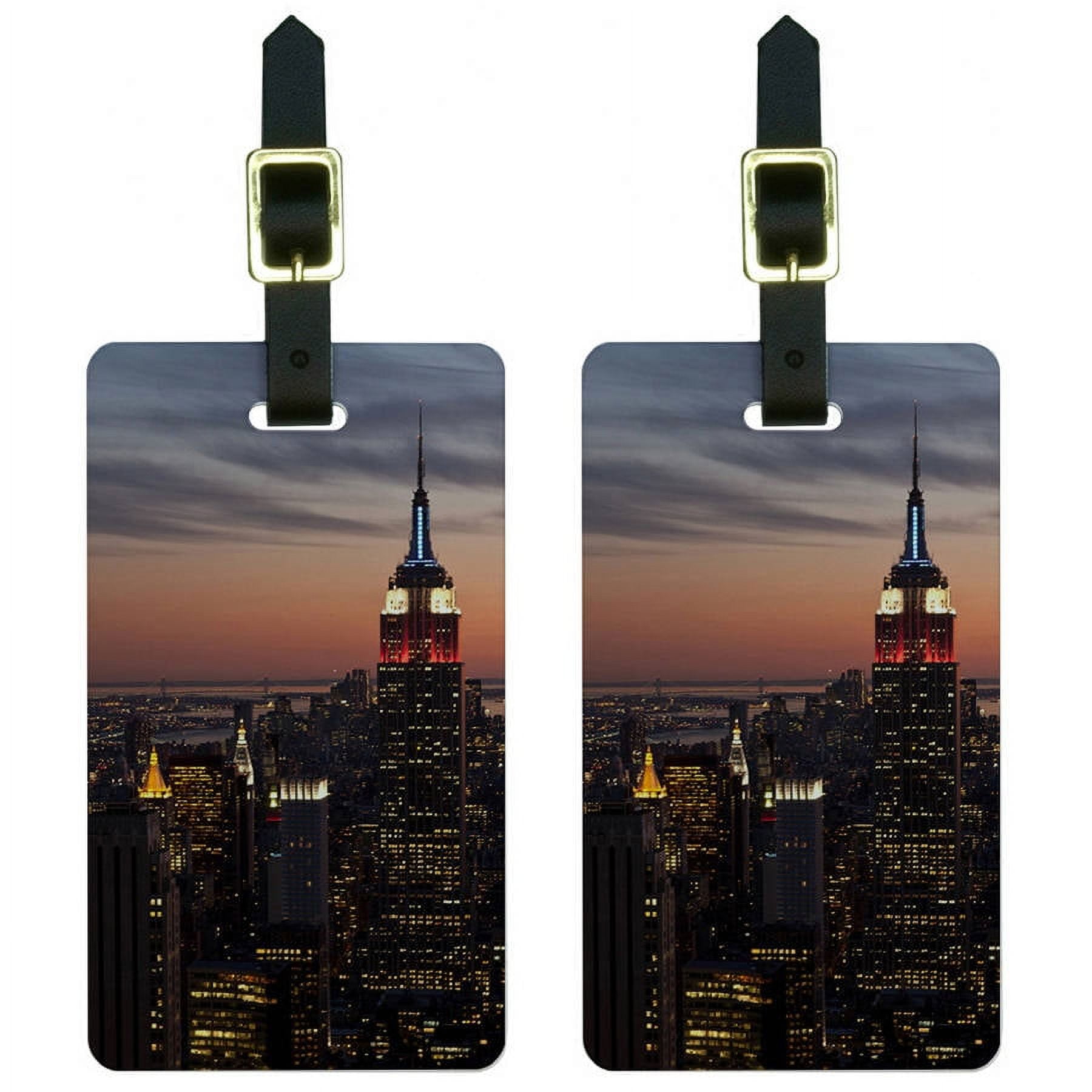 New York City Skyline at Night Empire State Building Luggage Tags ID ...