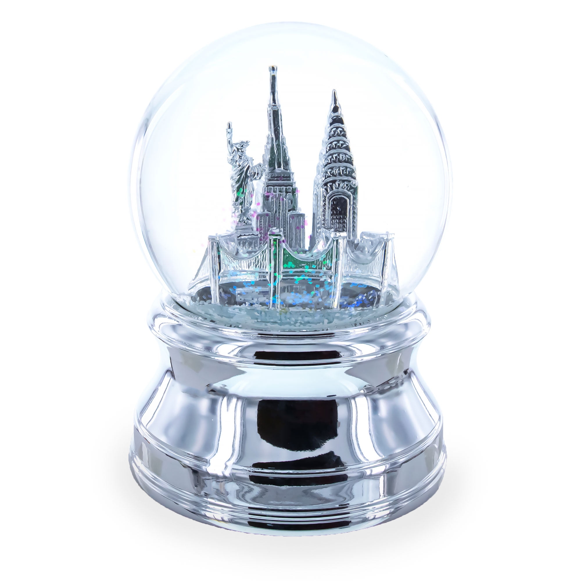 New York City Skyline with Silver Base Water Snow Globe - Walmart.com