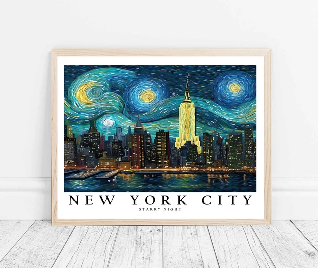 New York City Starry Night Art Print Poster Wall Art Painting NO FRAMED ...