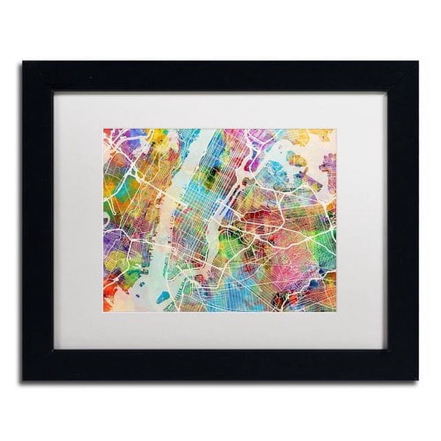 "New York City Street Map" Canvas Art by Michael Tompsett White Matte ...