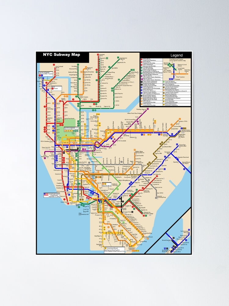 New York City Subway Map Poster - Walmart.com