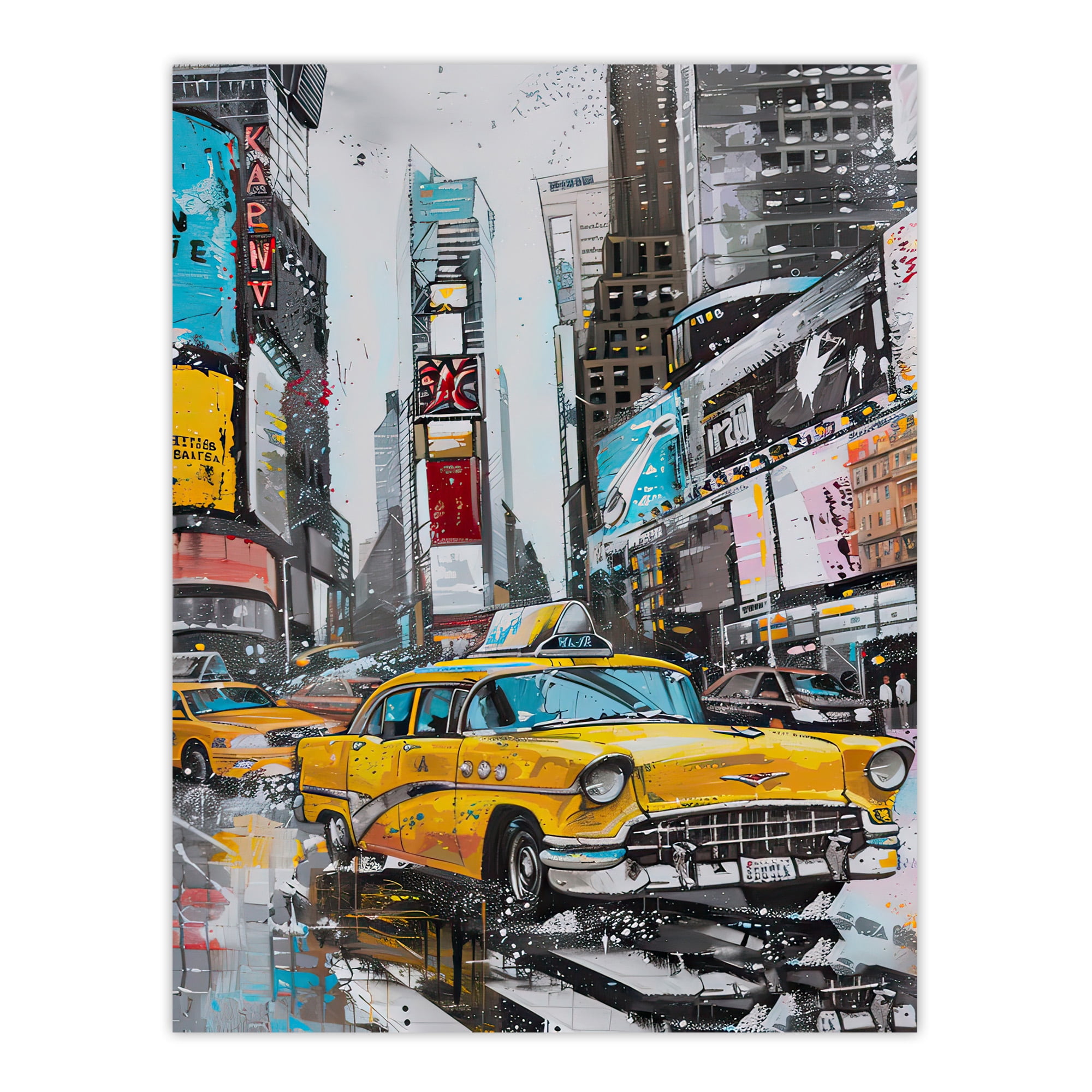 New York City Taxi Cars Times Square Cityscape Living Room Extra Large ...