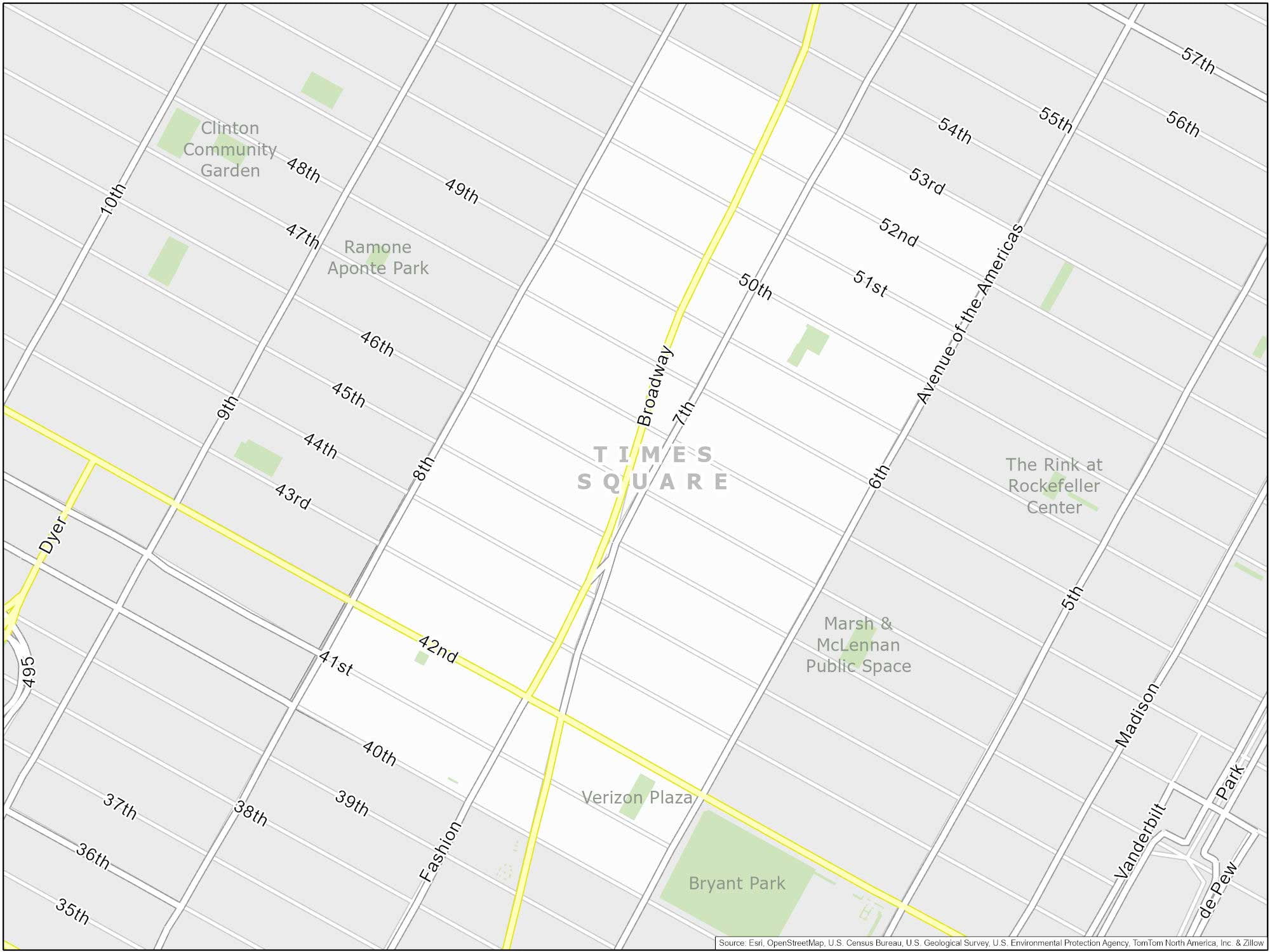 New York City Times Square Map GLOSSY POSTER PICTURE PHOTO PRINT BANNER ...