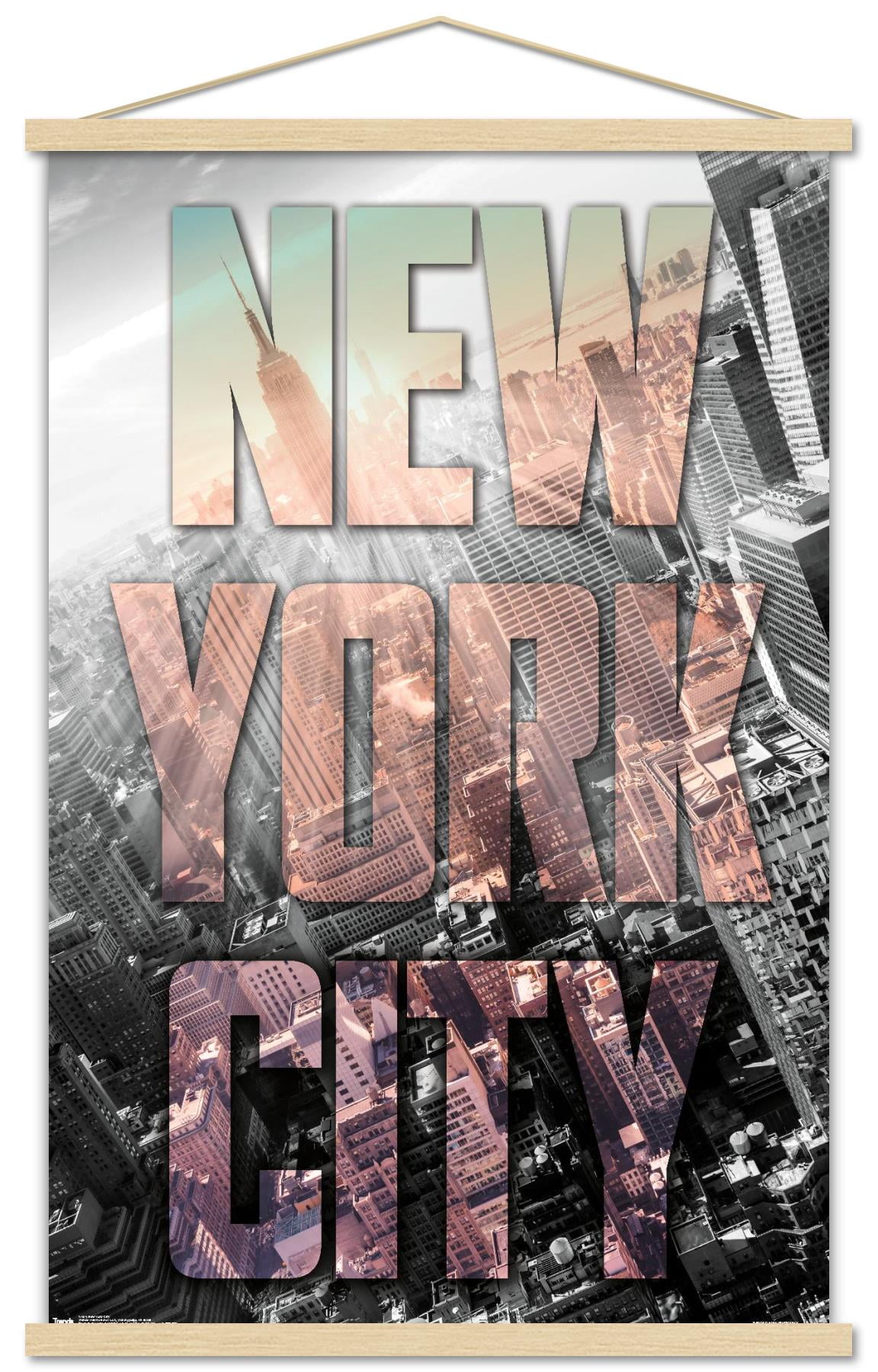 New York City Wall Poster with Wooden Magnetic Frame, 22.375" x 34 ...