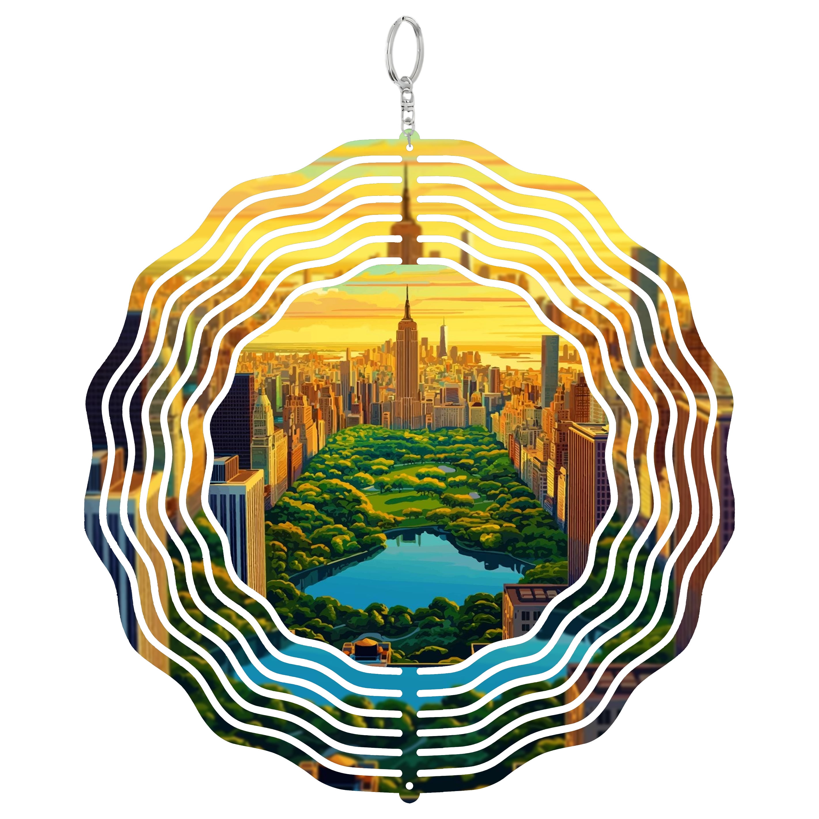 New York City Wind Spinner, 3D Kinetic NYC Skyline Yard Art Outdoor ...