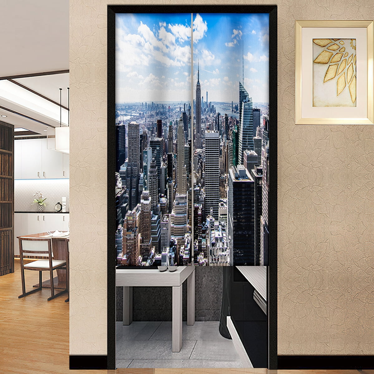 New York Cityscape Buildings Door Curtain Japanese Style Kitchen ...