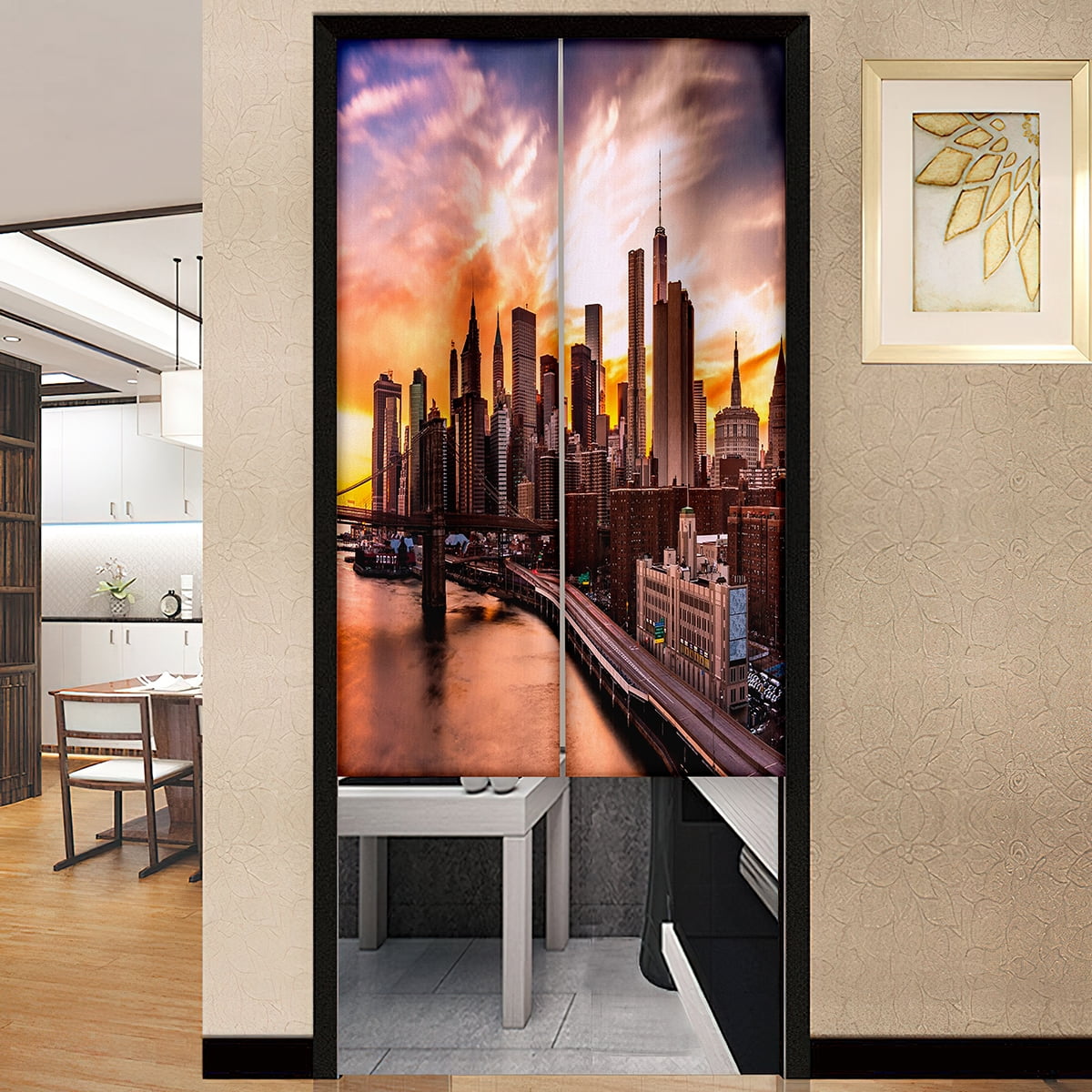 New York Cityscape Buildings Door Curtain Japanese Style Kitchen ...