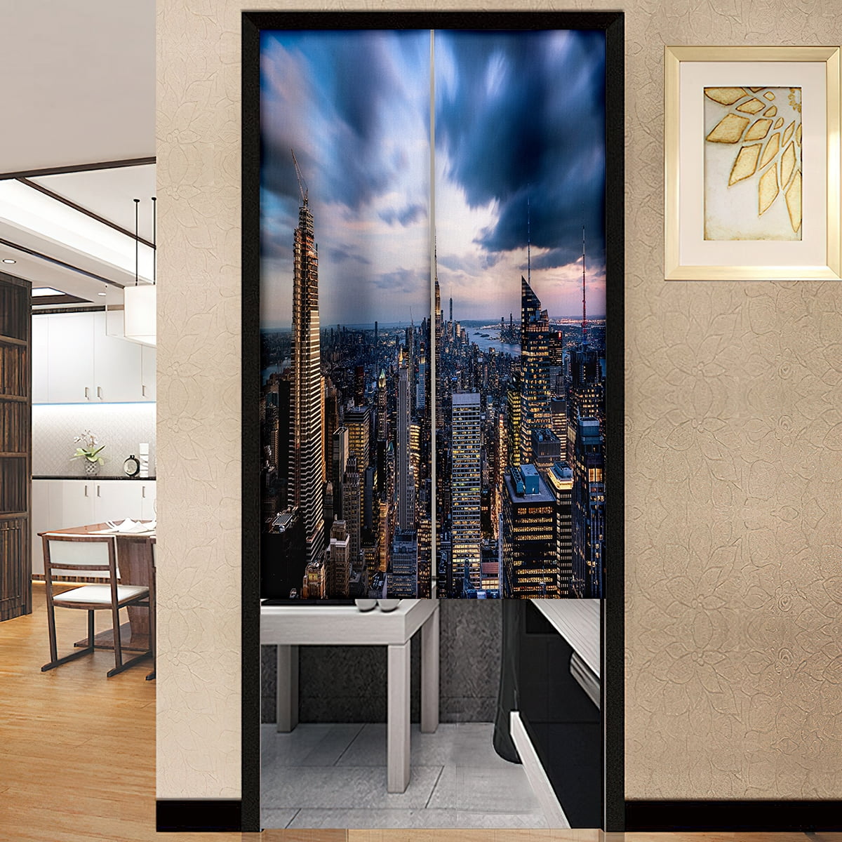 New York Cityscape Buildings Door Curtain Japanese Style Kitchen ...