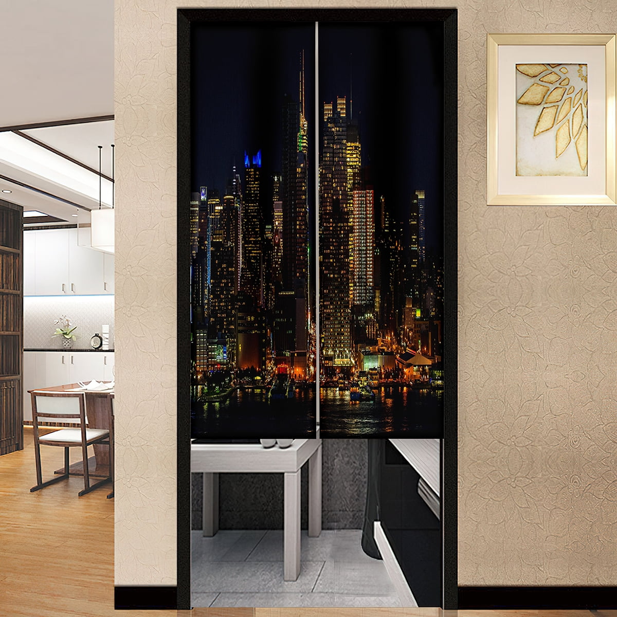 New York Cityscape Buildings Door Curtain Japanese Style Kitchen ...