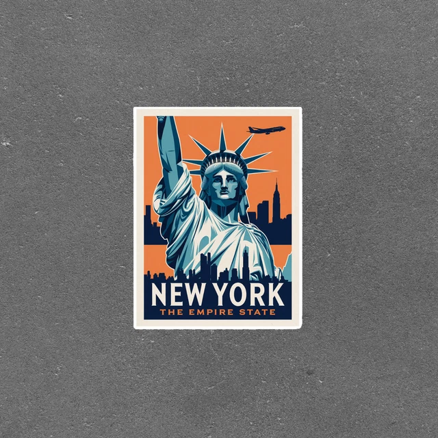 New York The Empire State Vintage Travel Sticker Wall Art Printphone ...